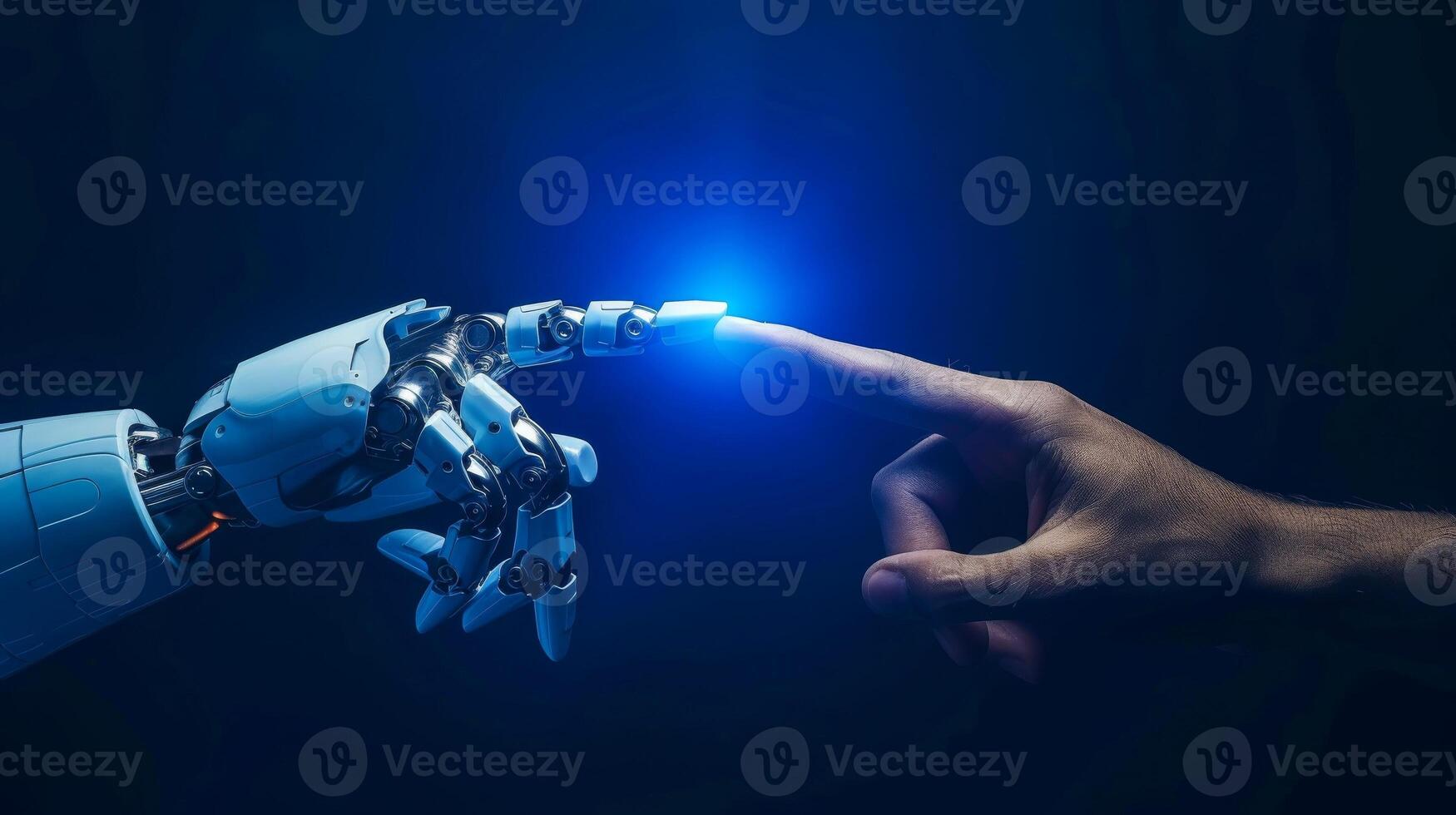 AI generated Robot finger making contact with human finger, Generative AI 40170889 Stock Photo ...