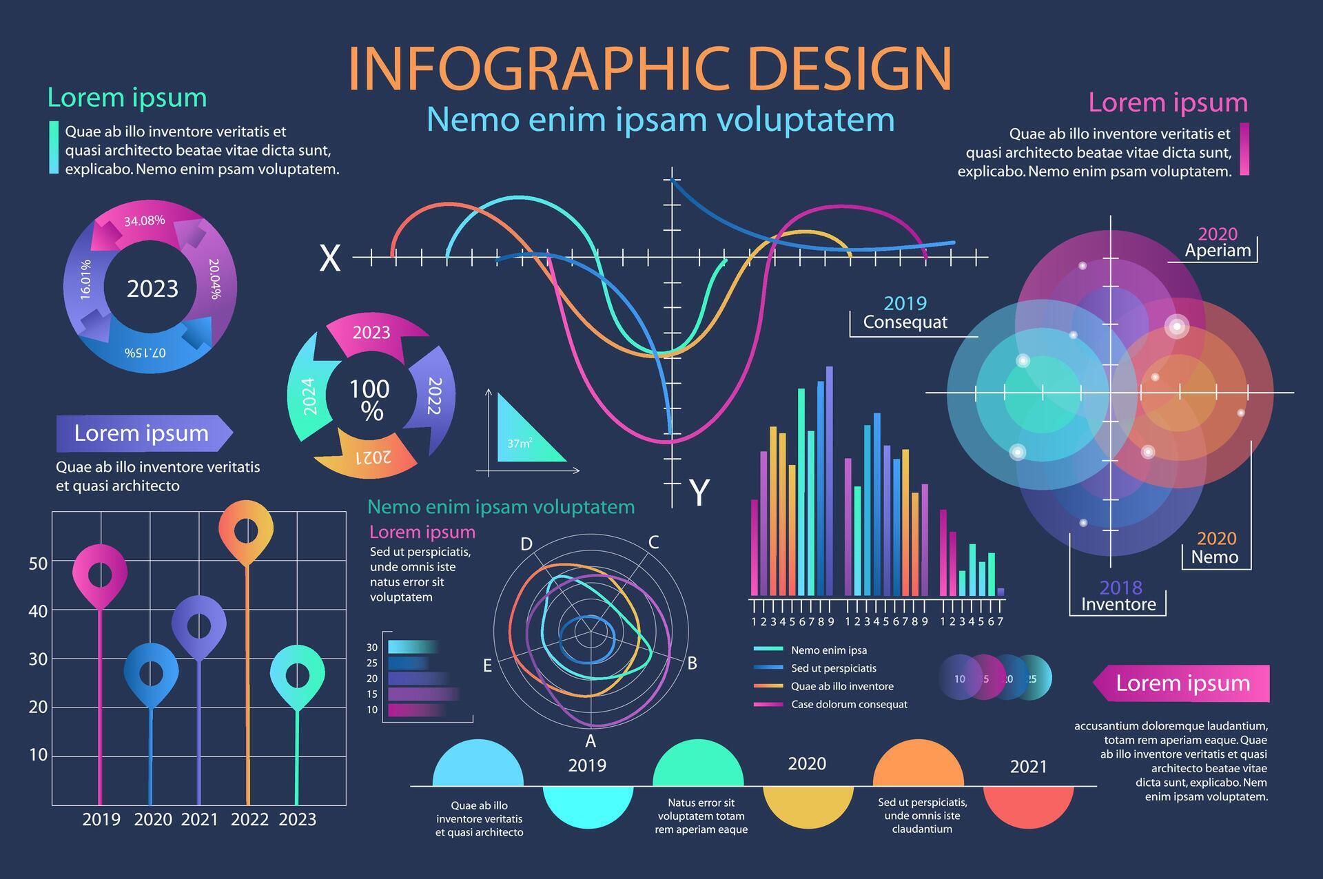 Mega set of infographic elements data visualization vector design ...