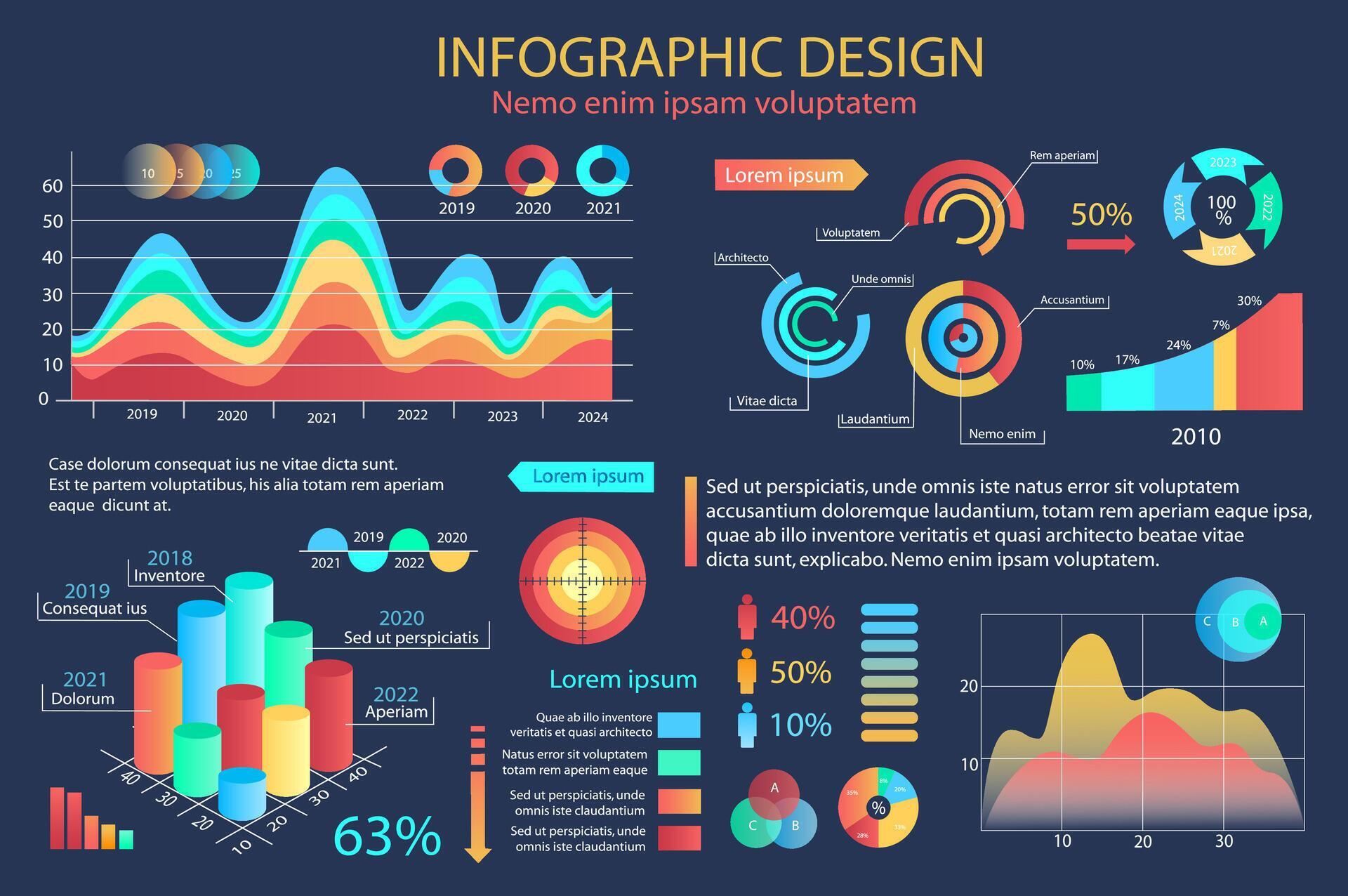 Mega set of infographic elements data visualization vector design ...