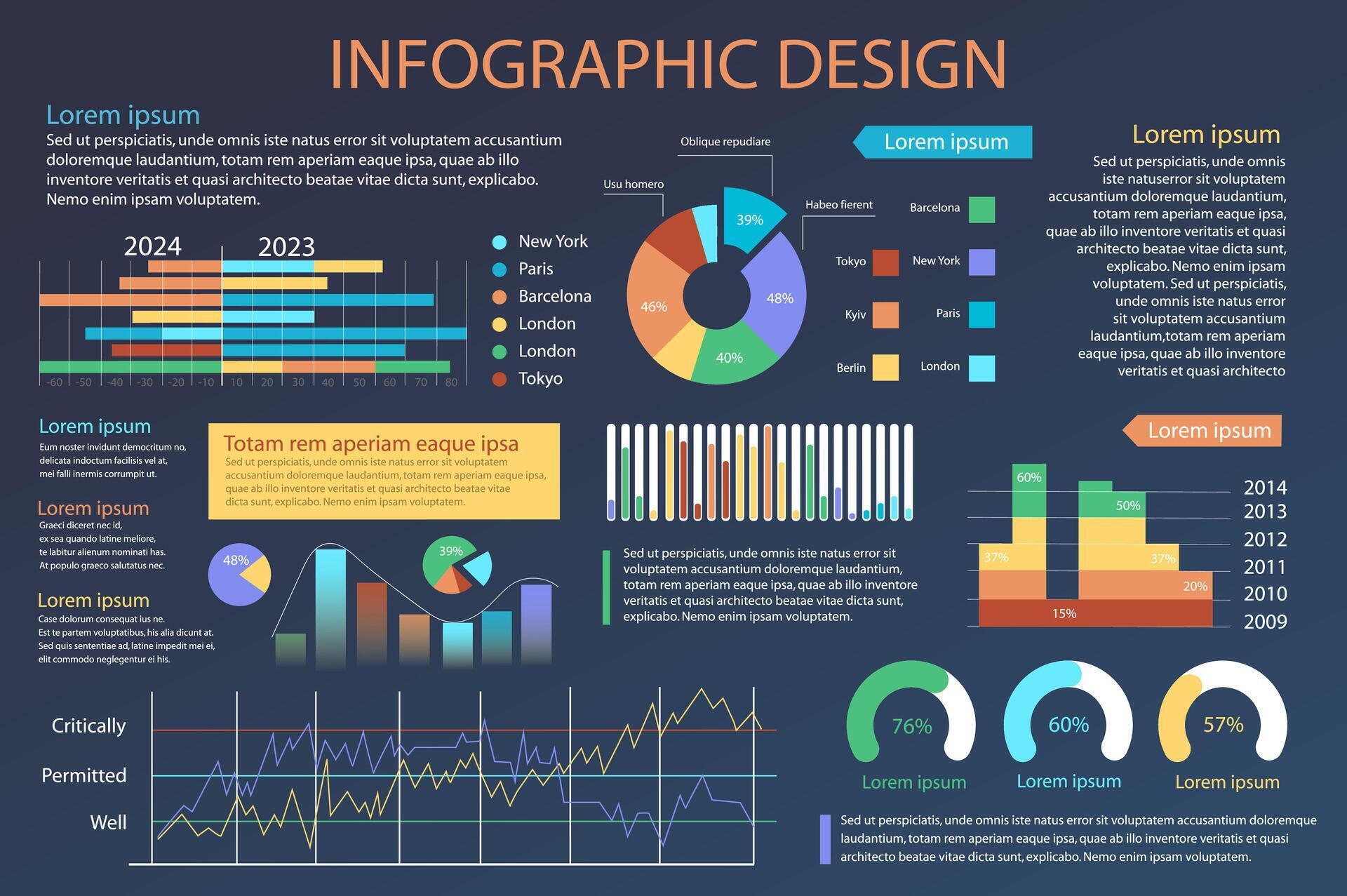 Mega set of infographic elements data visualization vector design template. Can be used for ...