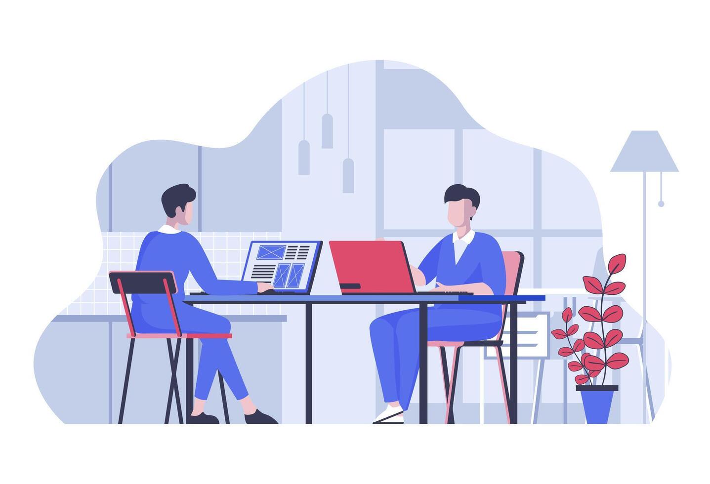 Web Development Concept With Cartoon People In Flat Design For Web Programmer Team Creating