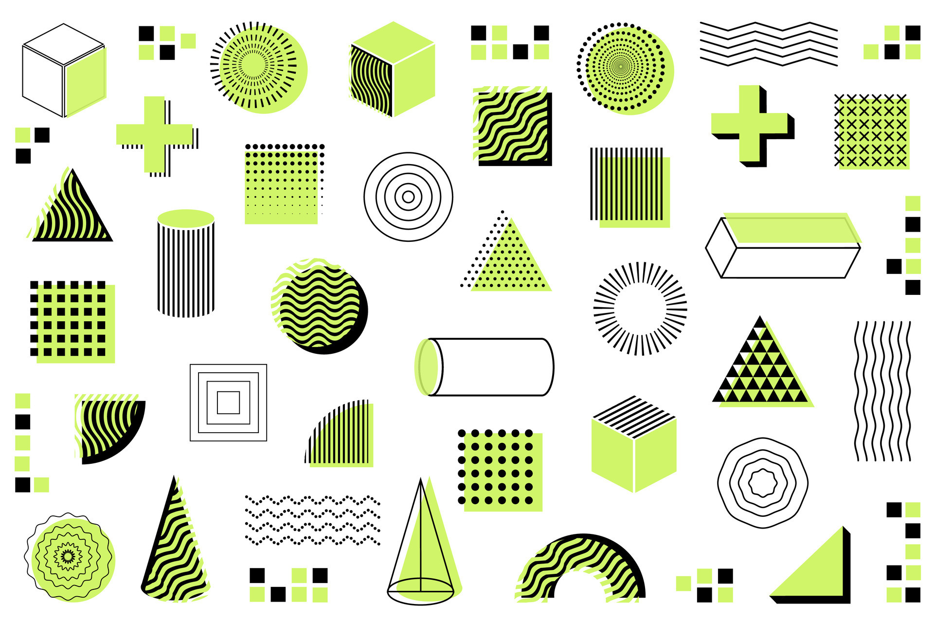 Geometric shapes mega set in flat cartoon design. Bundle elements of ...