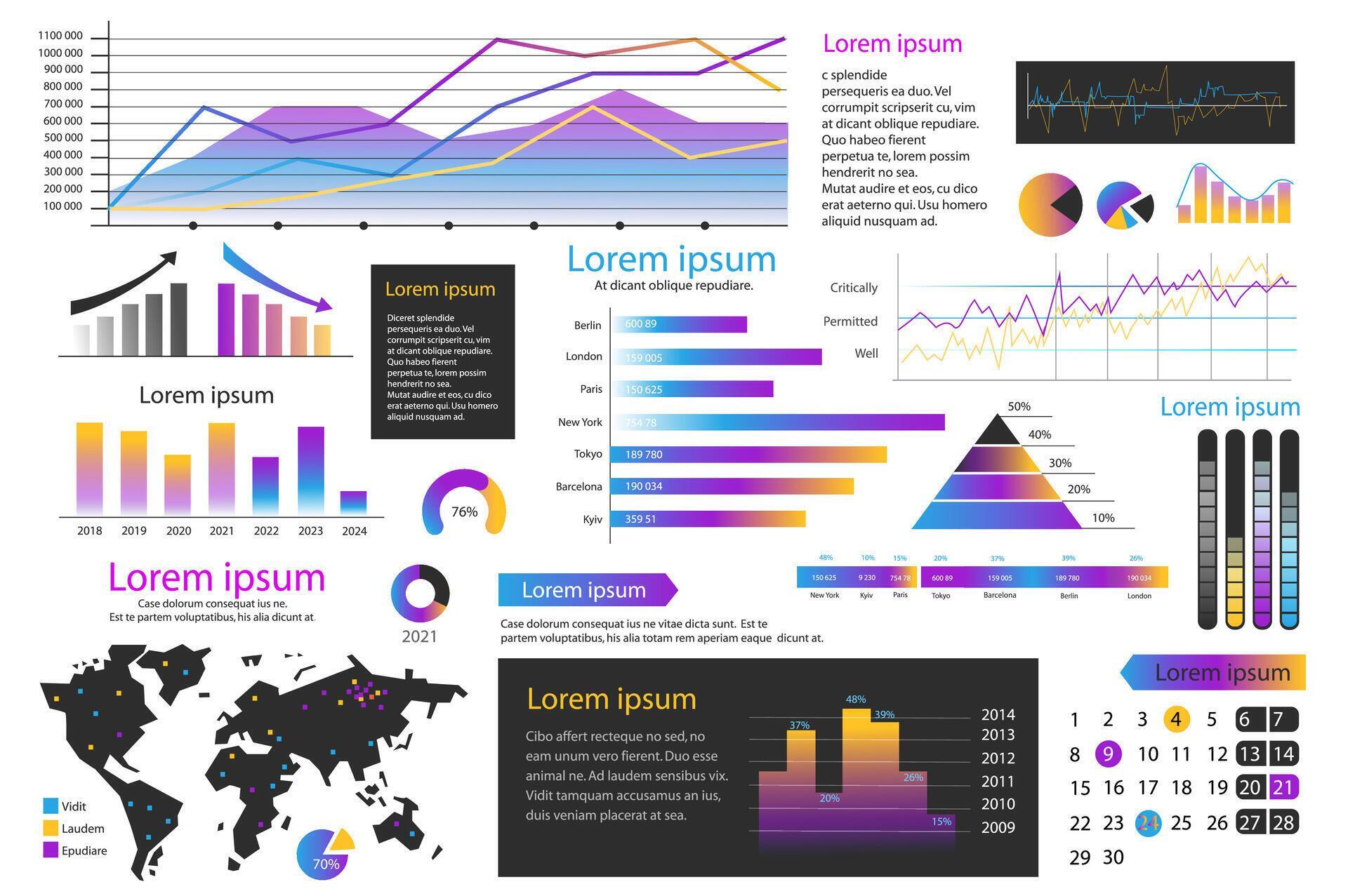 Mega set of infographic elements data visualization vector design ...