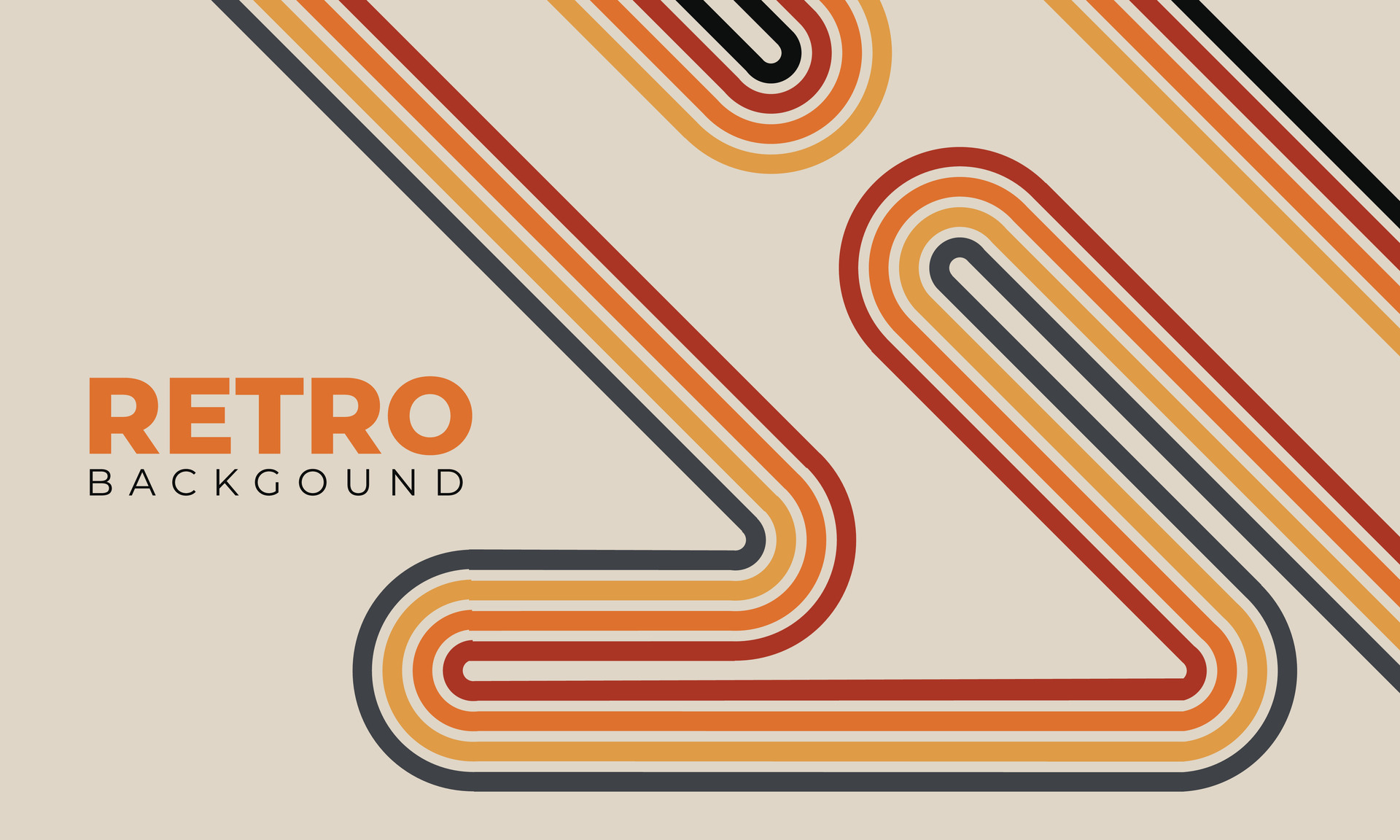 70s Retro Colored Lines Background Vector Shapes Graphic Design Retro