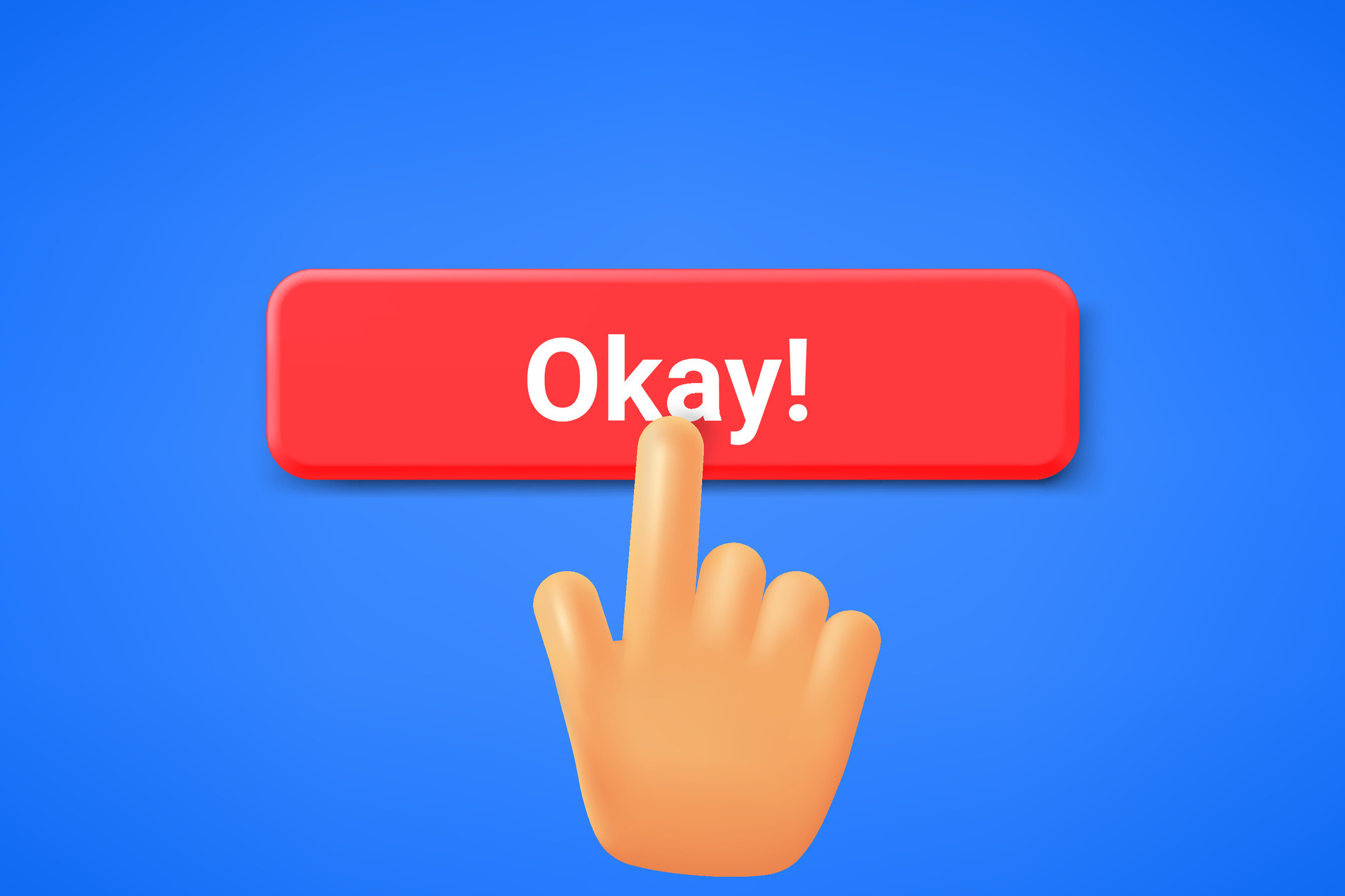 Hand pressing Okay button. 3d vector illustration 40182437 Vector Art at Vecteezy
