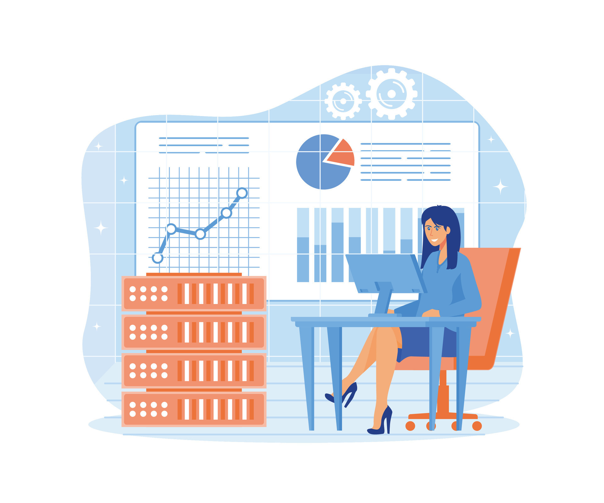 Analysis and data science concept. Big data, machine learning control ...