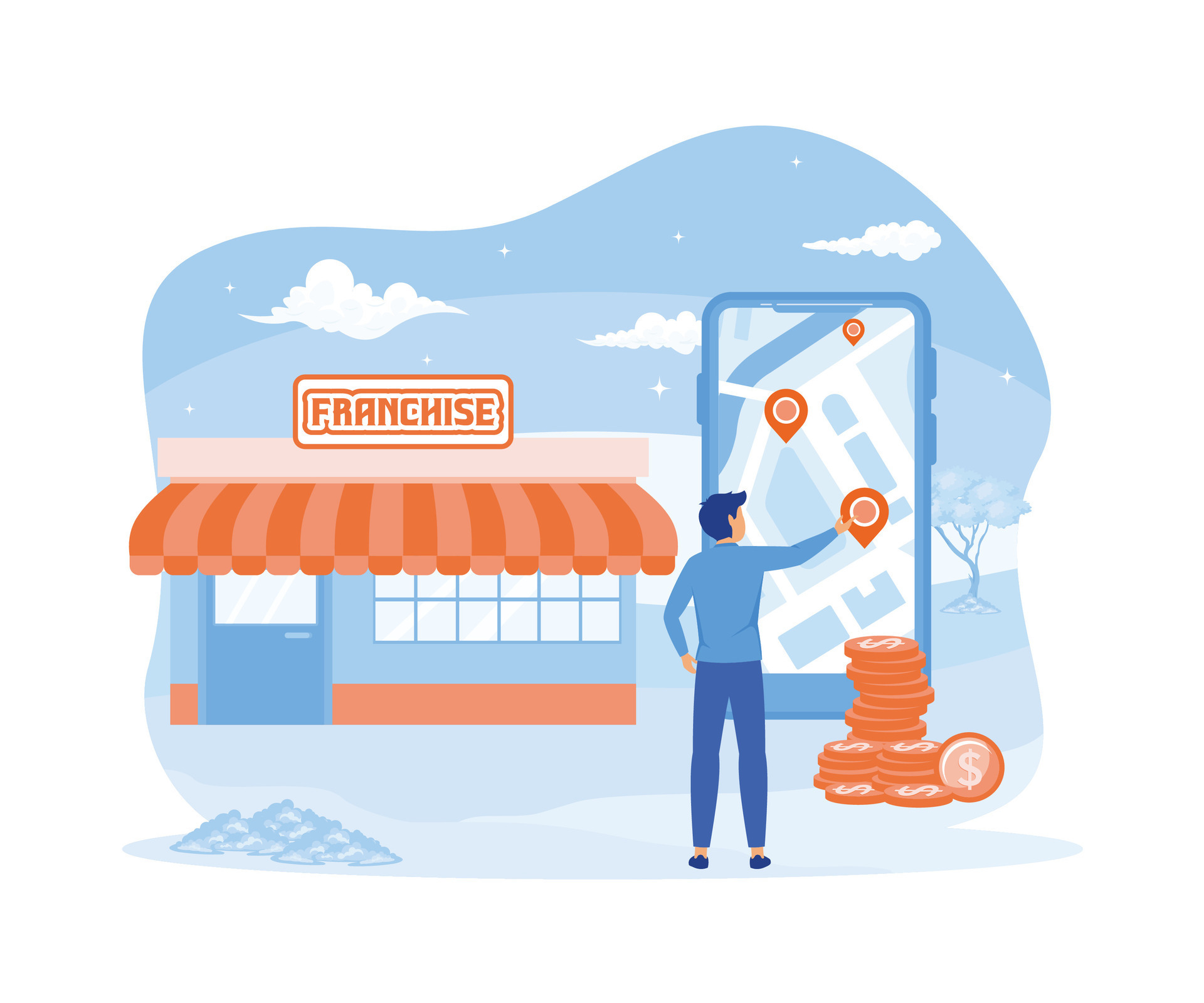 Franchise banner. Franchising business branch expansion. flat vector ... Franchise banner. Franchising business branch expansion. flat vector ...