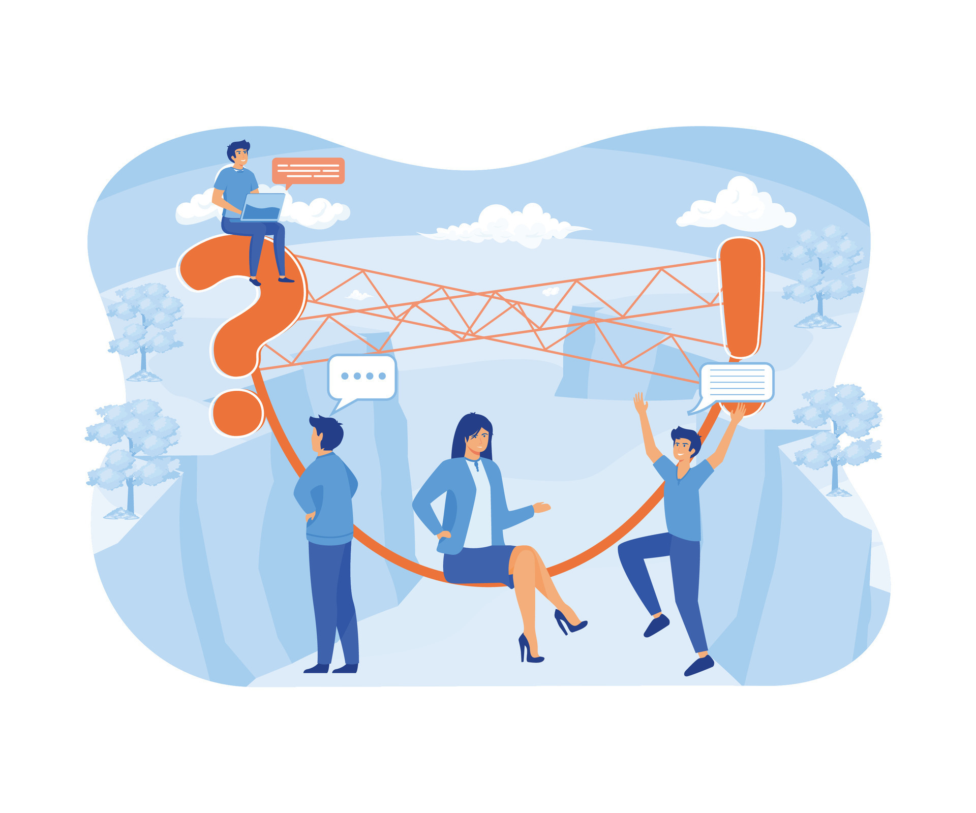 Frequently asked questions, People around exclamation and question ... Frequently asked questions, People around exclamation and question ...