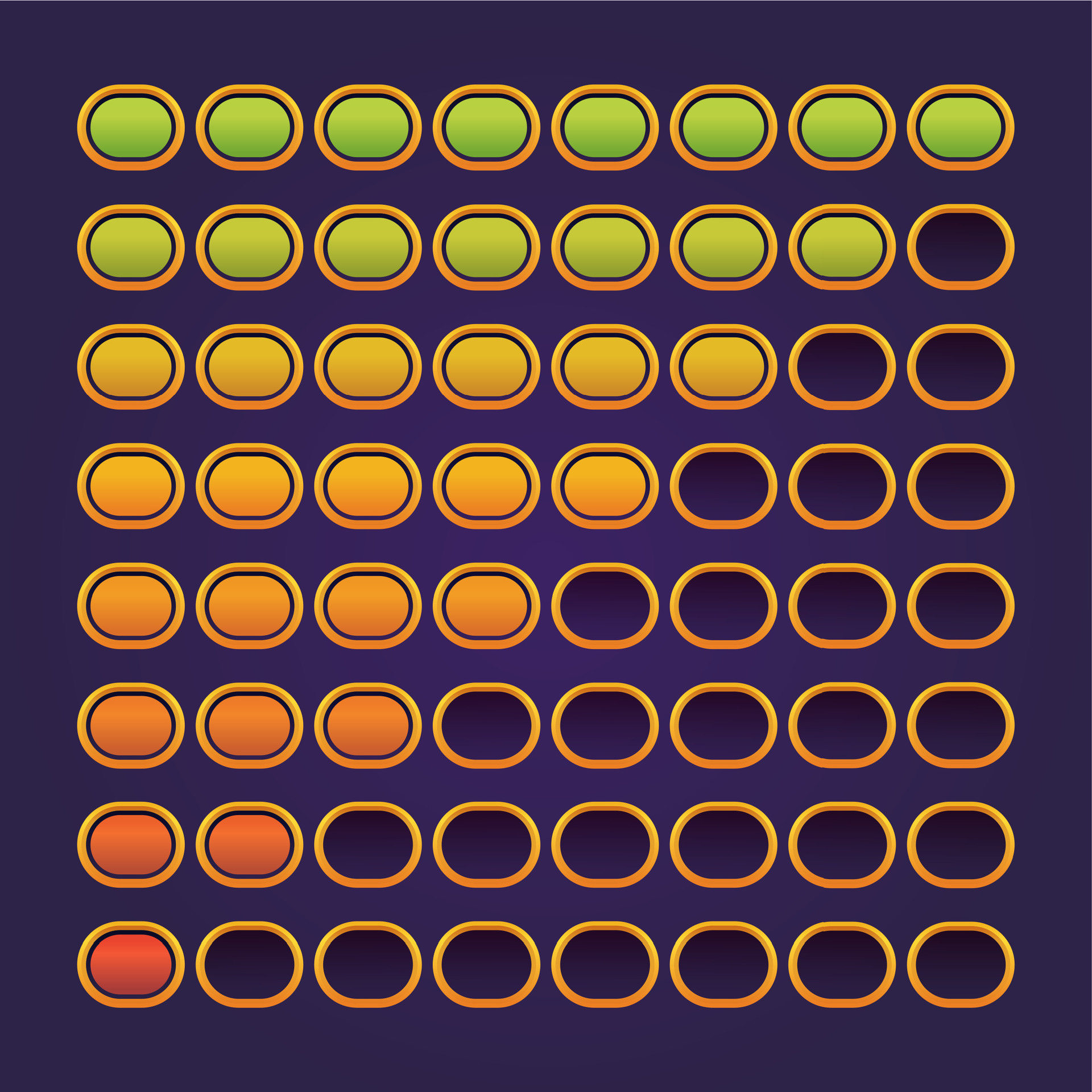 Loading progress bar UI. Game asset of shiny health and score percent indicator, animation UI ...