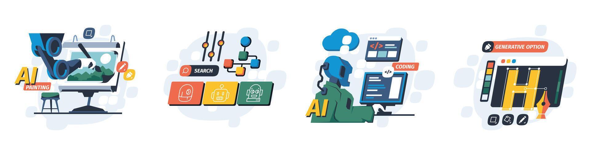 Ai generative fill. Abstract machine learning art, digital painting ...