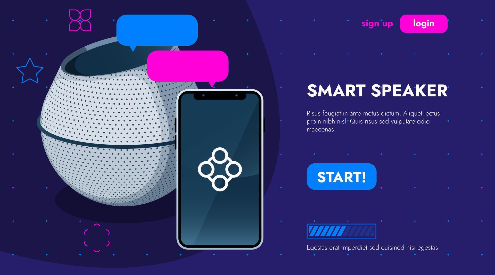 Smart speaker concept. Future voice control device for home and office ...