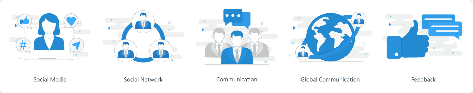 A set of 5 Mix icons as social media, social network, communication ...