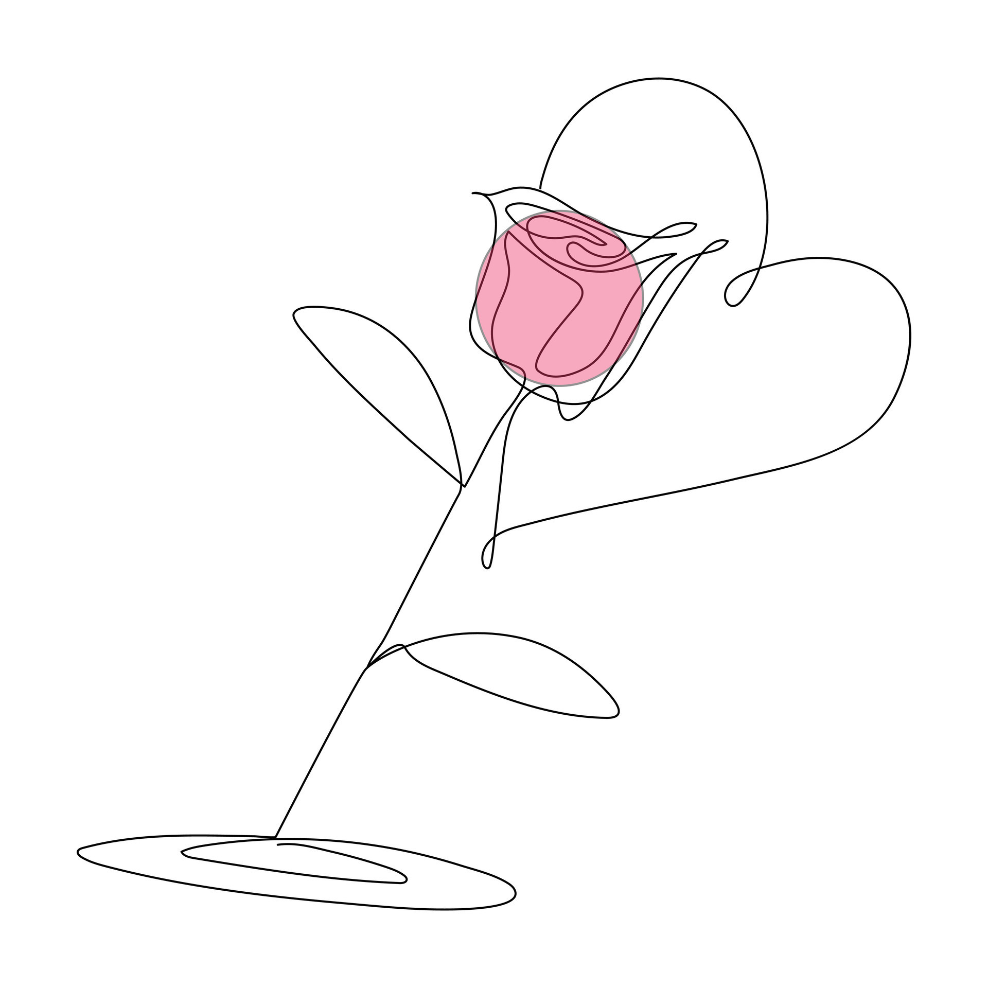 Continuous Single One Line Rose Design Hand Drawn Drawing Roses Line