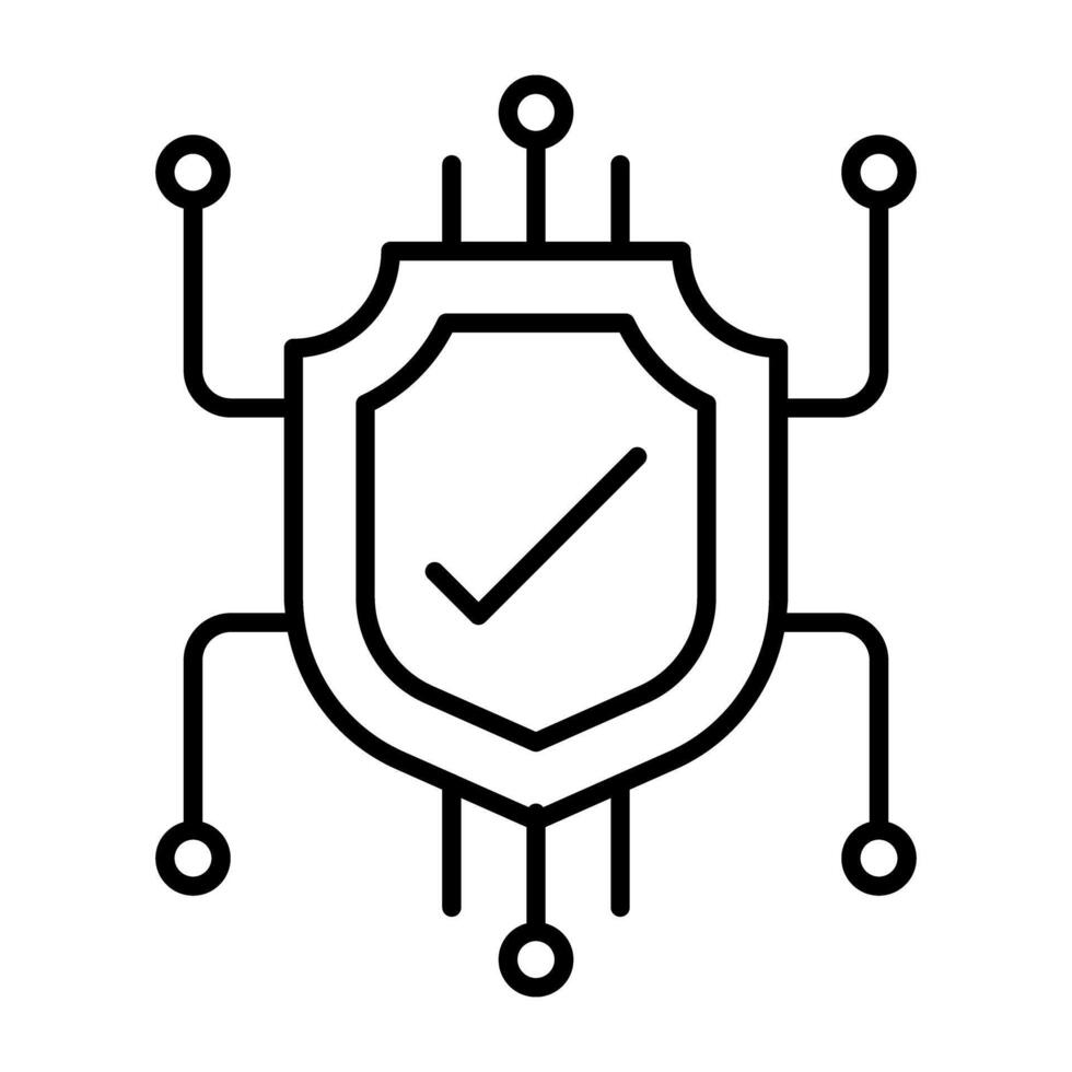 Nodes with shield, linear design of network security icon 40198590 ...