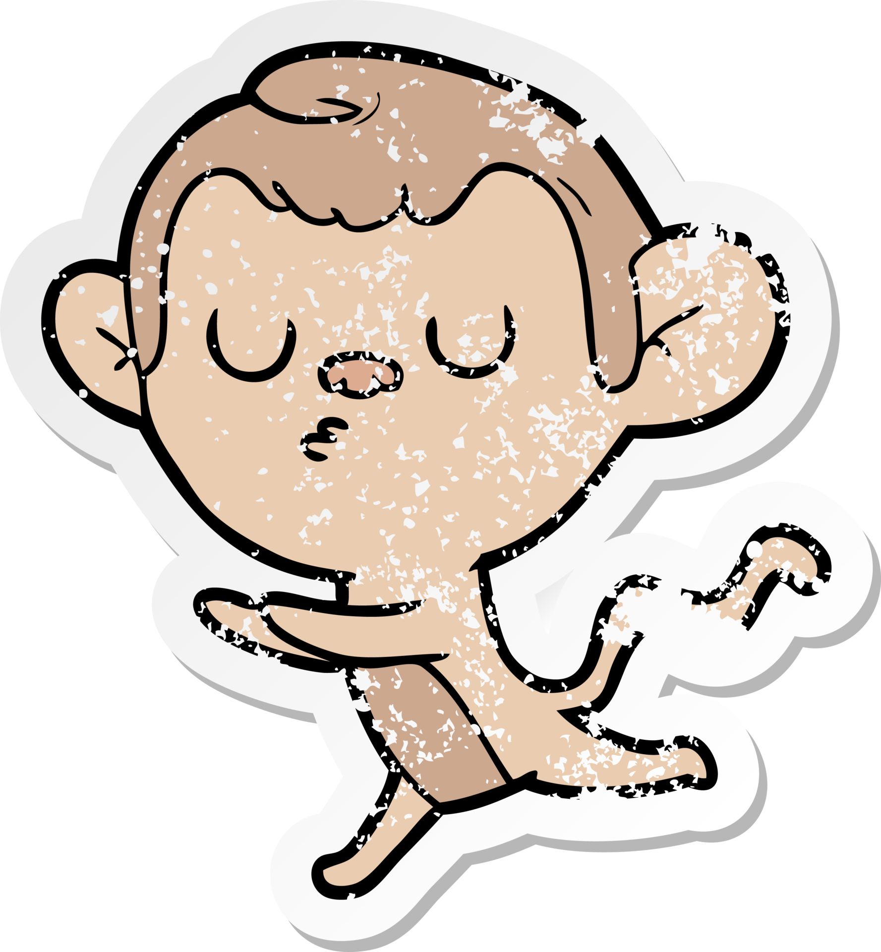 autocollant en détresse d'un singe de dessin animé 40198653 PNG