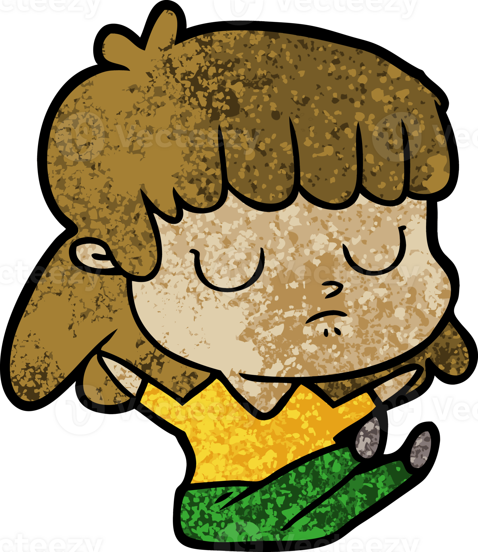 cartoon indifferent woman sitting 40198830 PNG