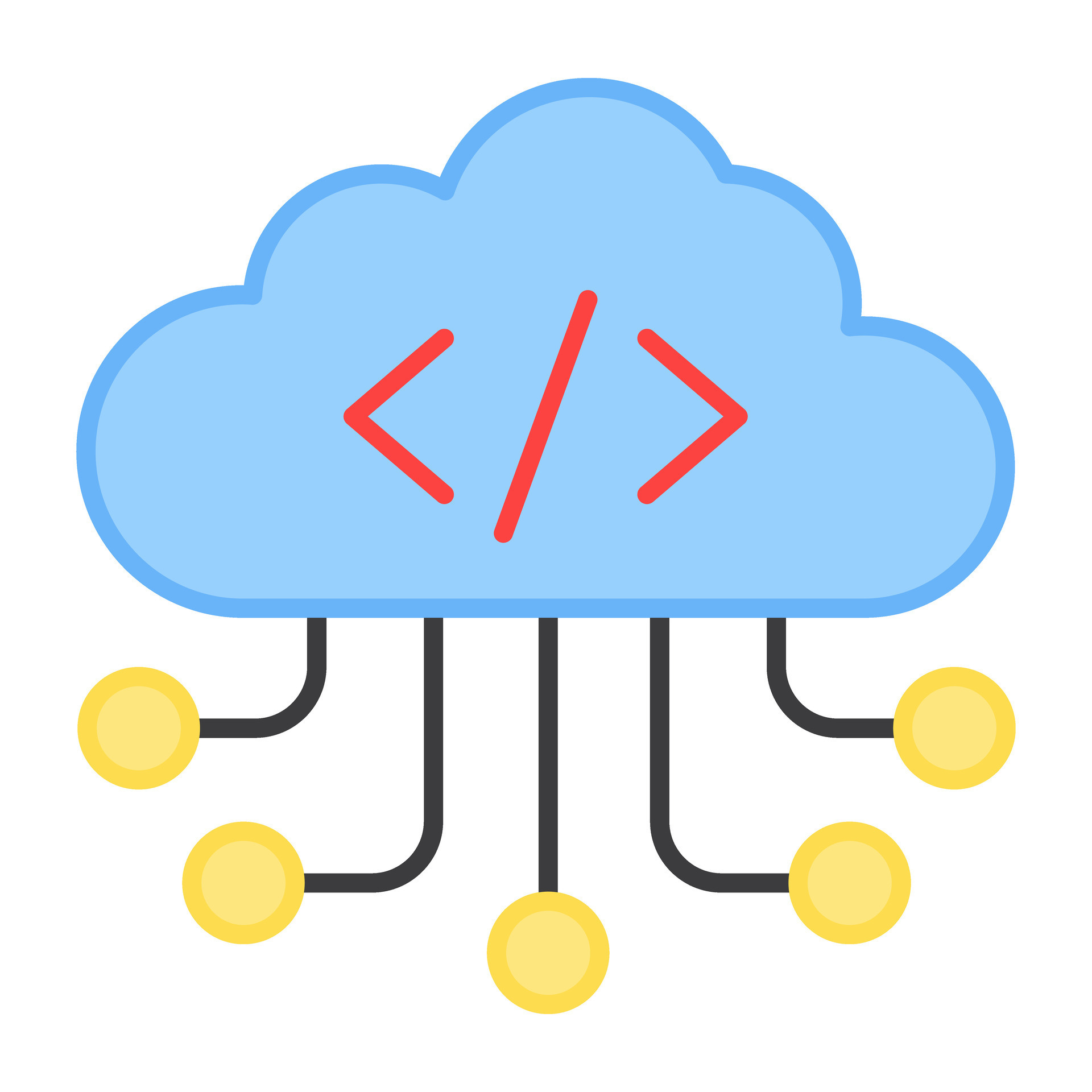 Cloud programming icon in flat design 40200097 Vector Art at Vecteezy