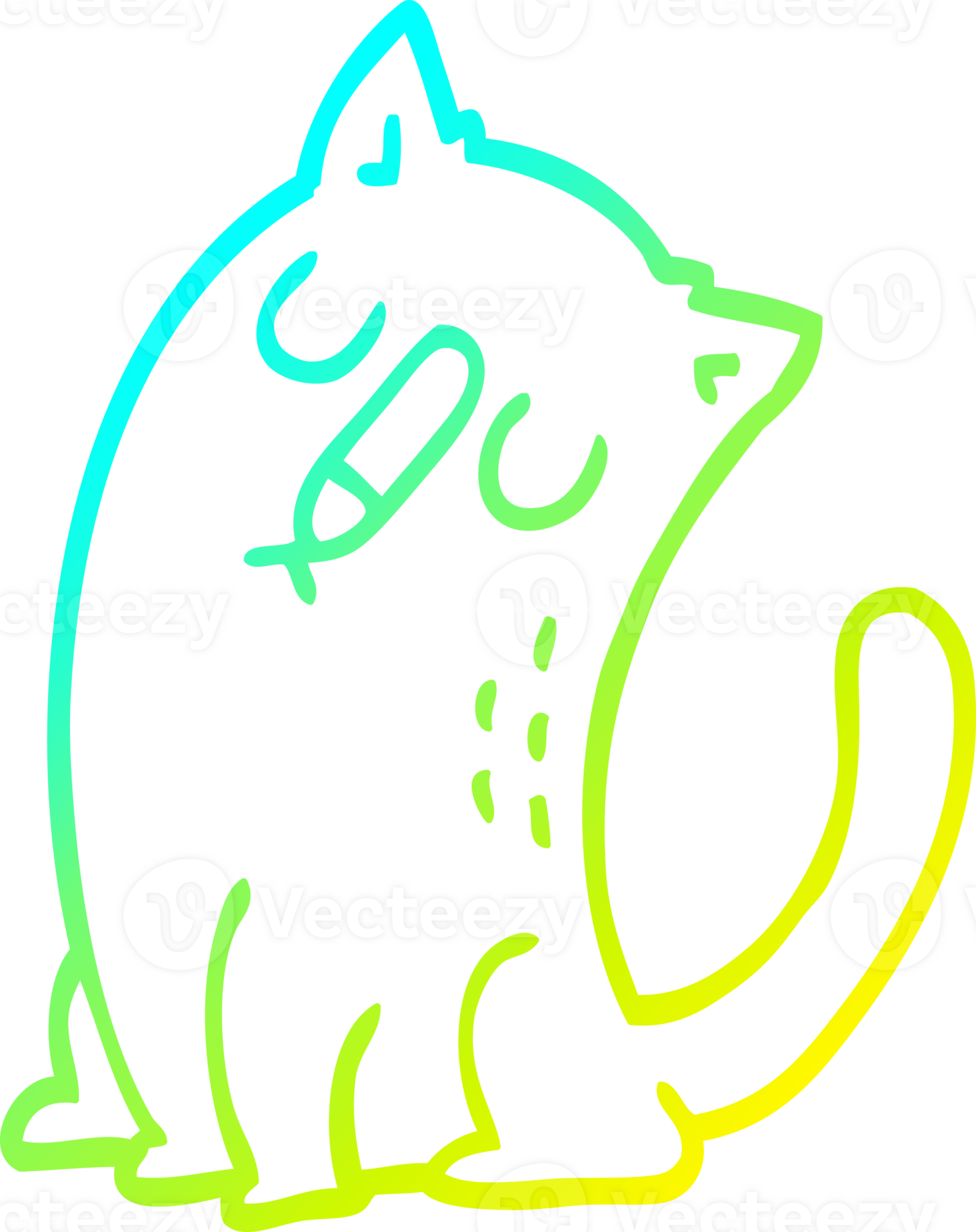 Cold Gradient Line Drawing Of A Cartoon Funny Cat 40200354 Png