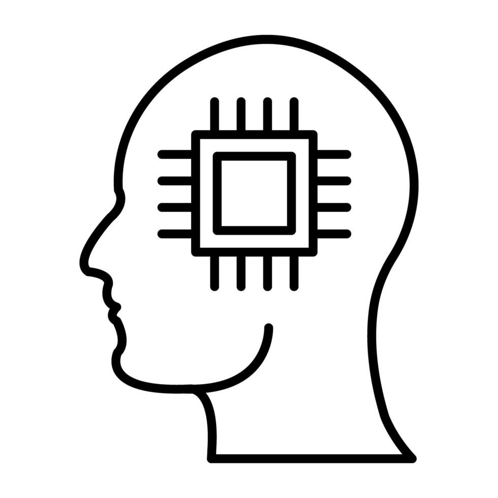 Microchip inside brain, mind processor icon 40201214 Vector Art at Vecteezy