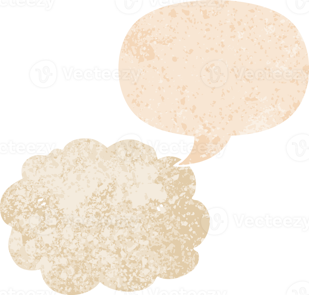 cartoon cloud with speech bubble in grunge distressed retro textured style 40201403 PNG