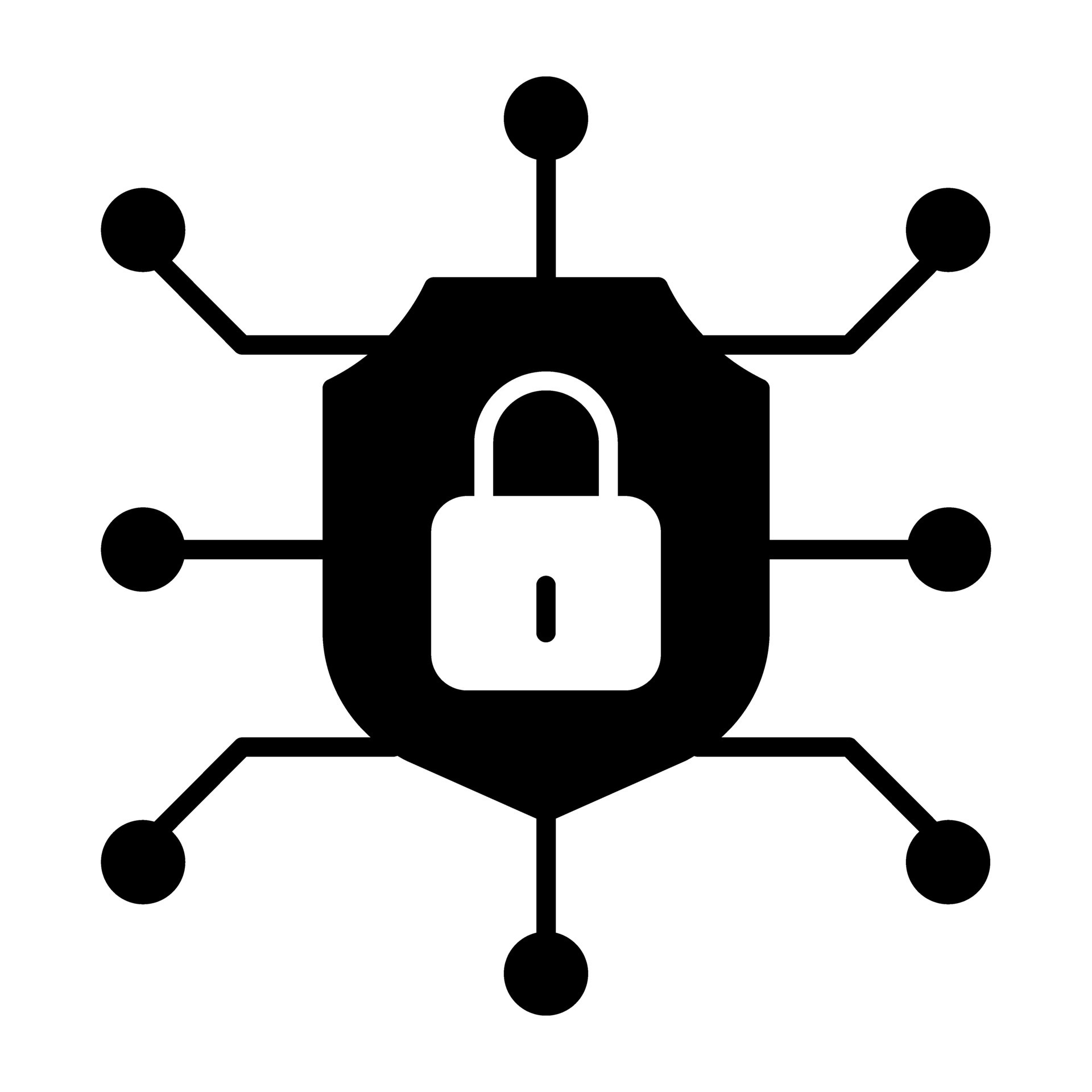 Nodes With Padlock Solid Design Of Network Lock 40202689 Vector Art At