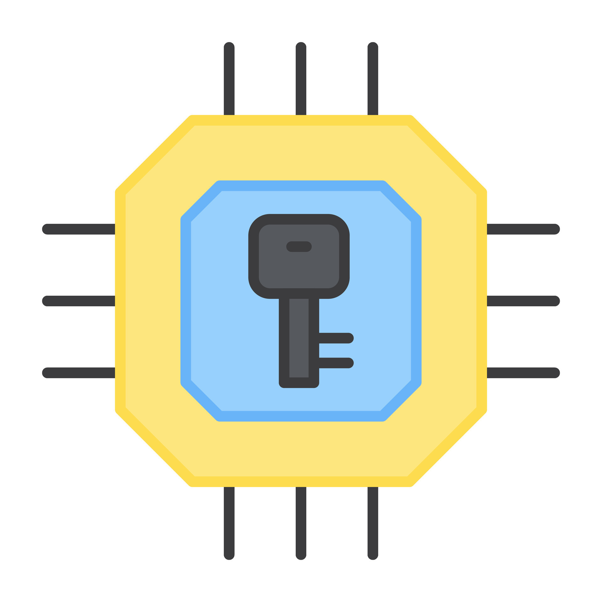 Key Inside Microchip Concept Of Chip Encryption Icon 40203038 Vector