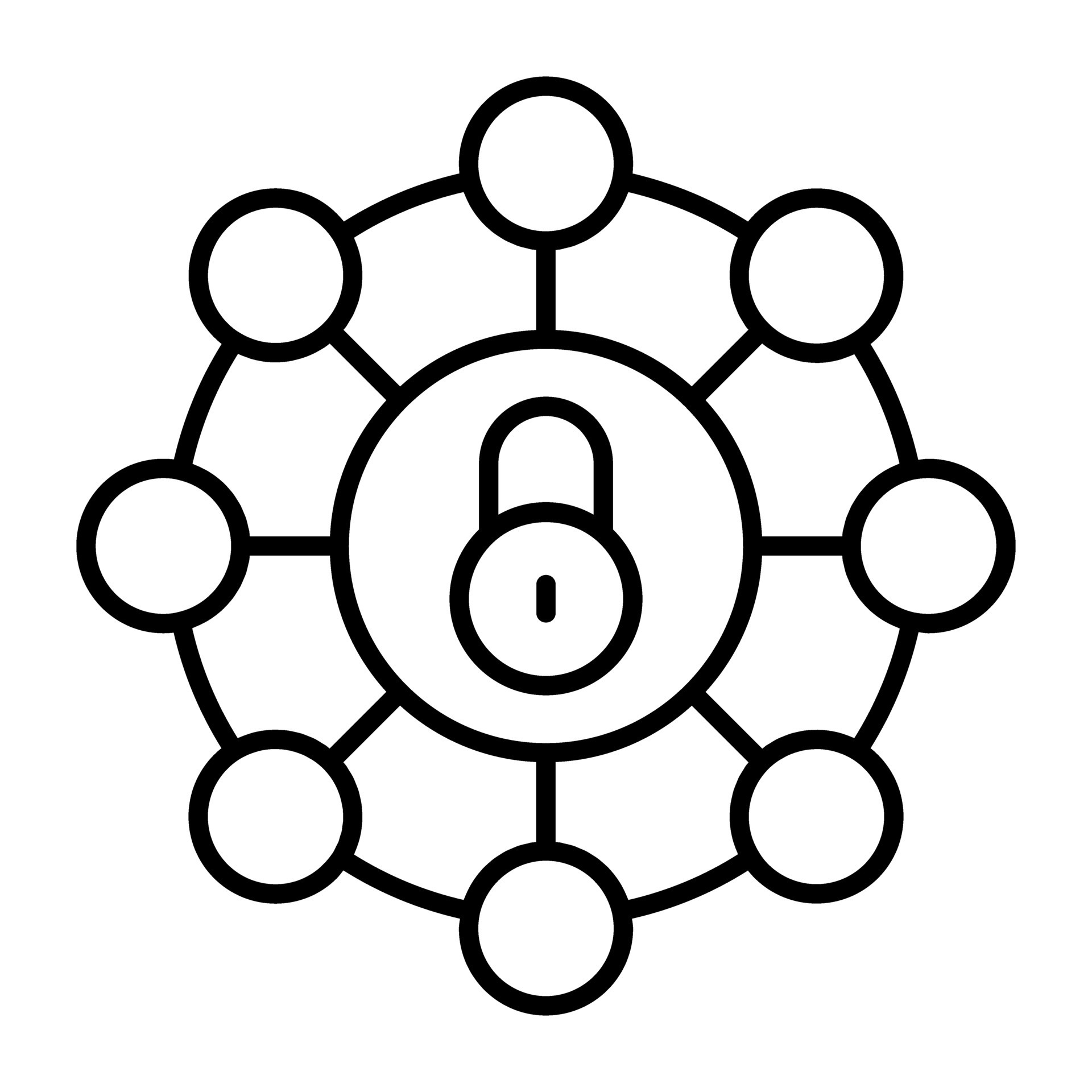 Nodes With Padlock Linear Design Of Network Lock 40204878 Vector Art