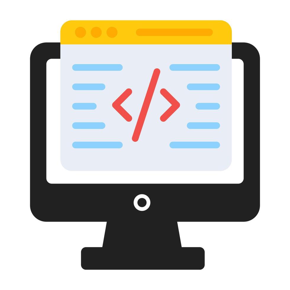 A flat design, icon of online coding 40206594 Vector Art at Vecteezy