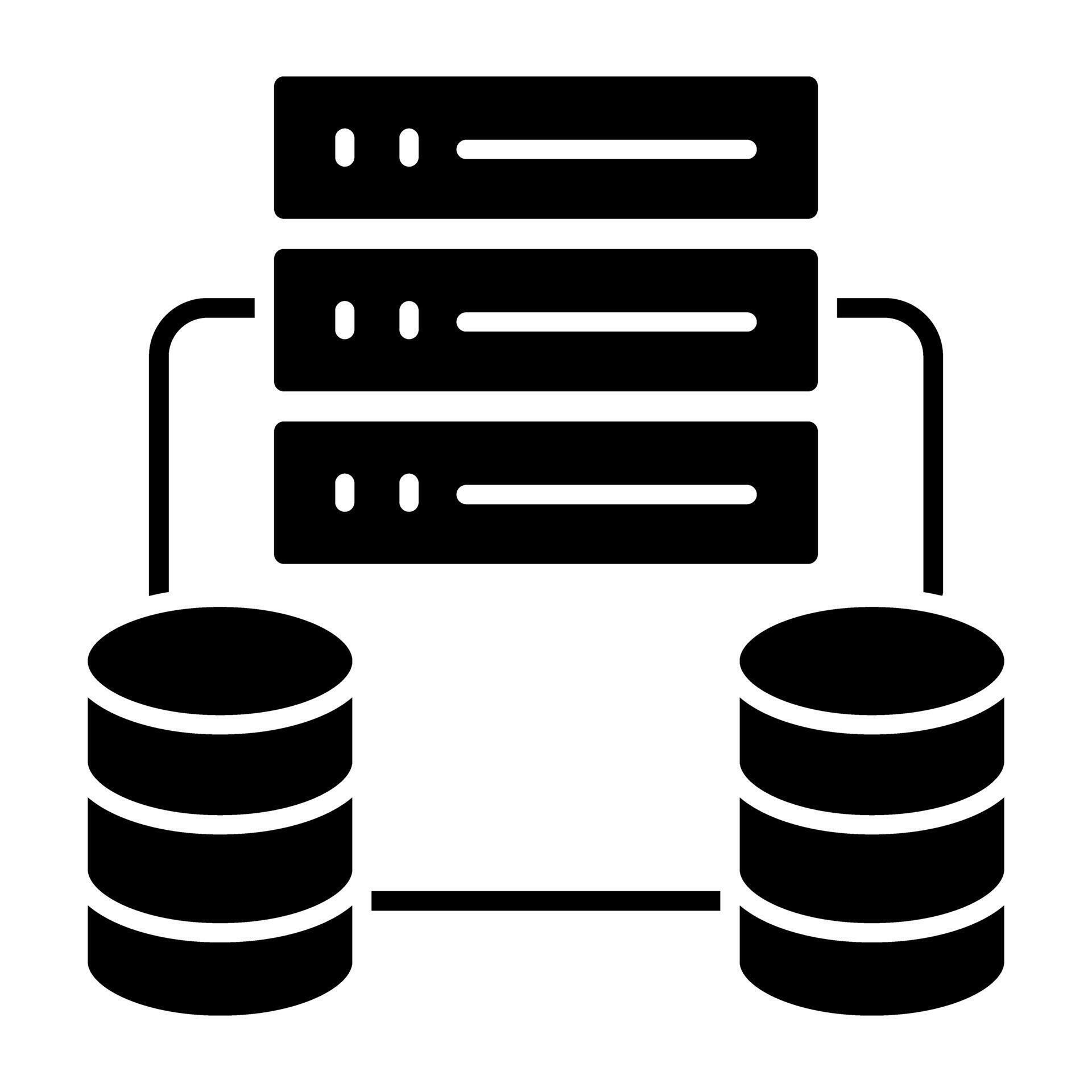 Modern design icon of connected data server racks, data structure ...