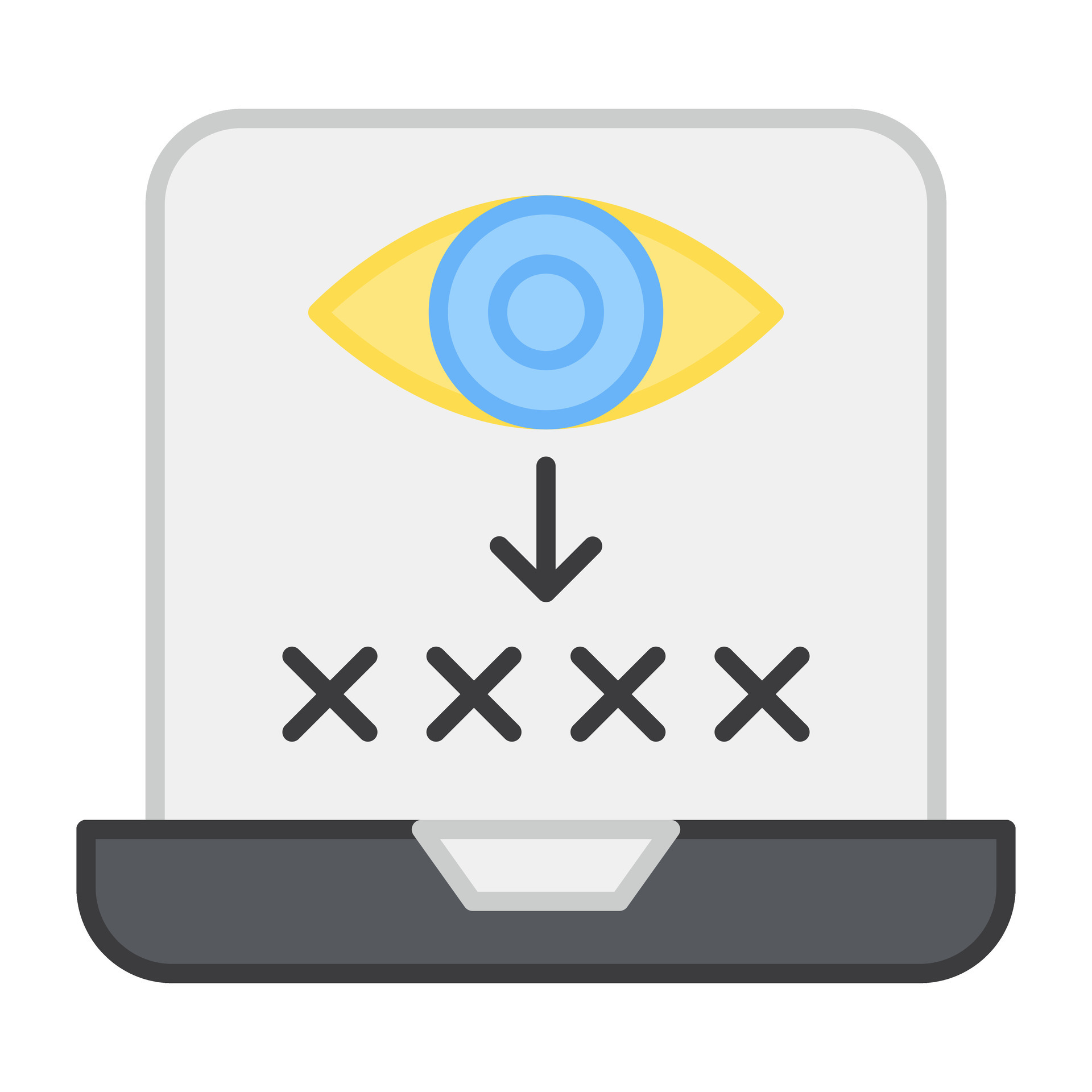 Passcode Inside Laptop With Eye Icon Of Password Monitoring 40208503