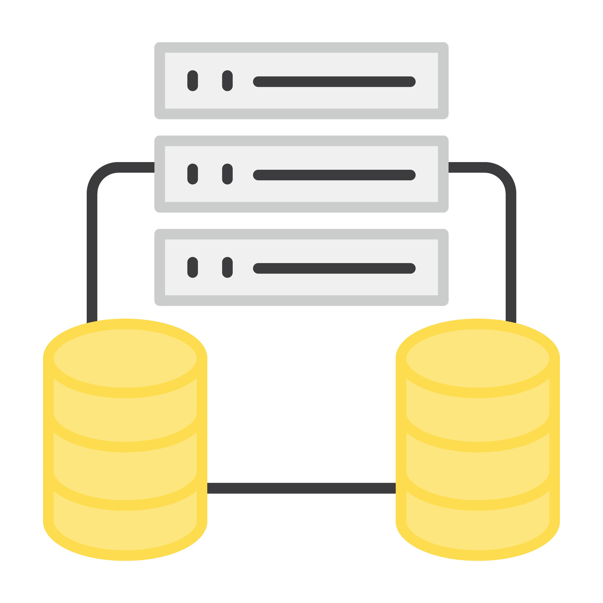 Modern Design Icon Of Connected Data Server Racks Data Structure