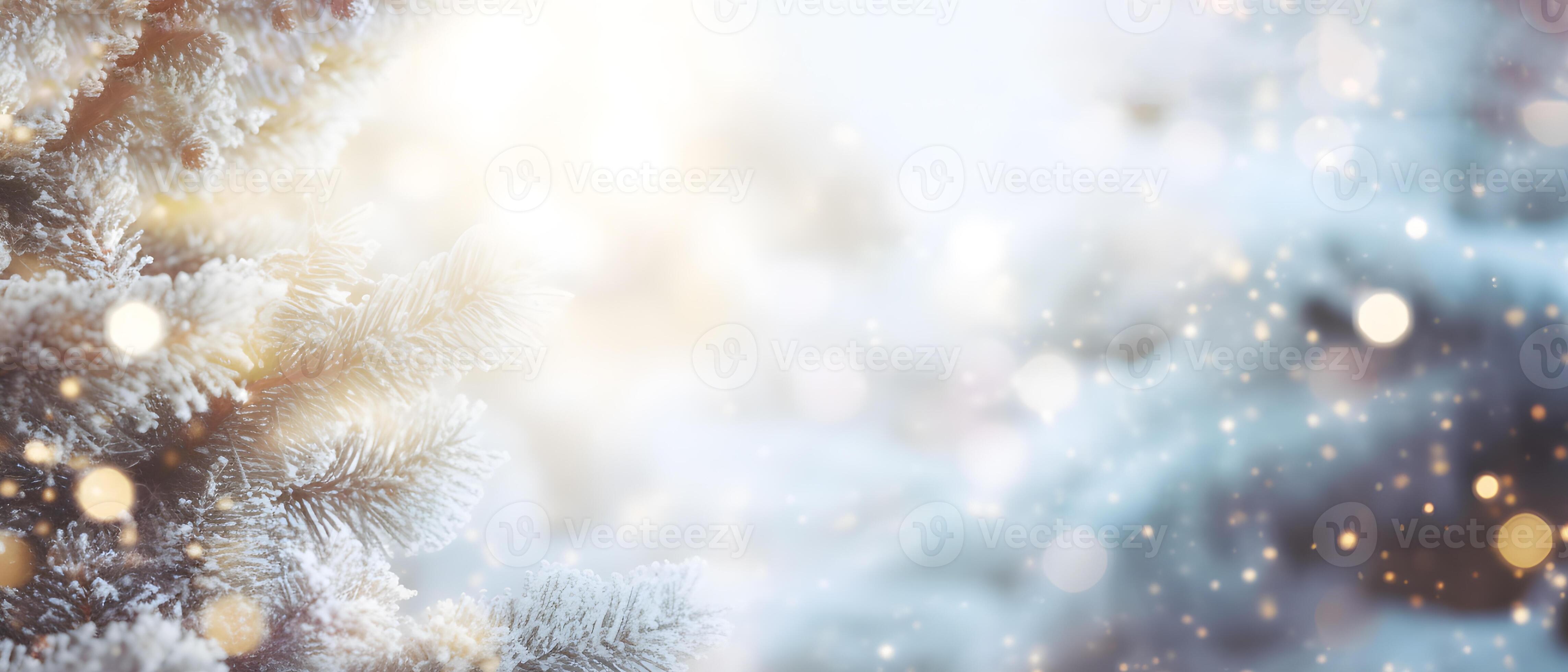AI generated Festive Christmas Tree in Snowy Bokeh Background. created ...