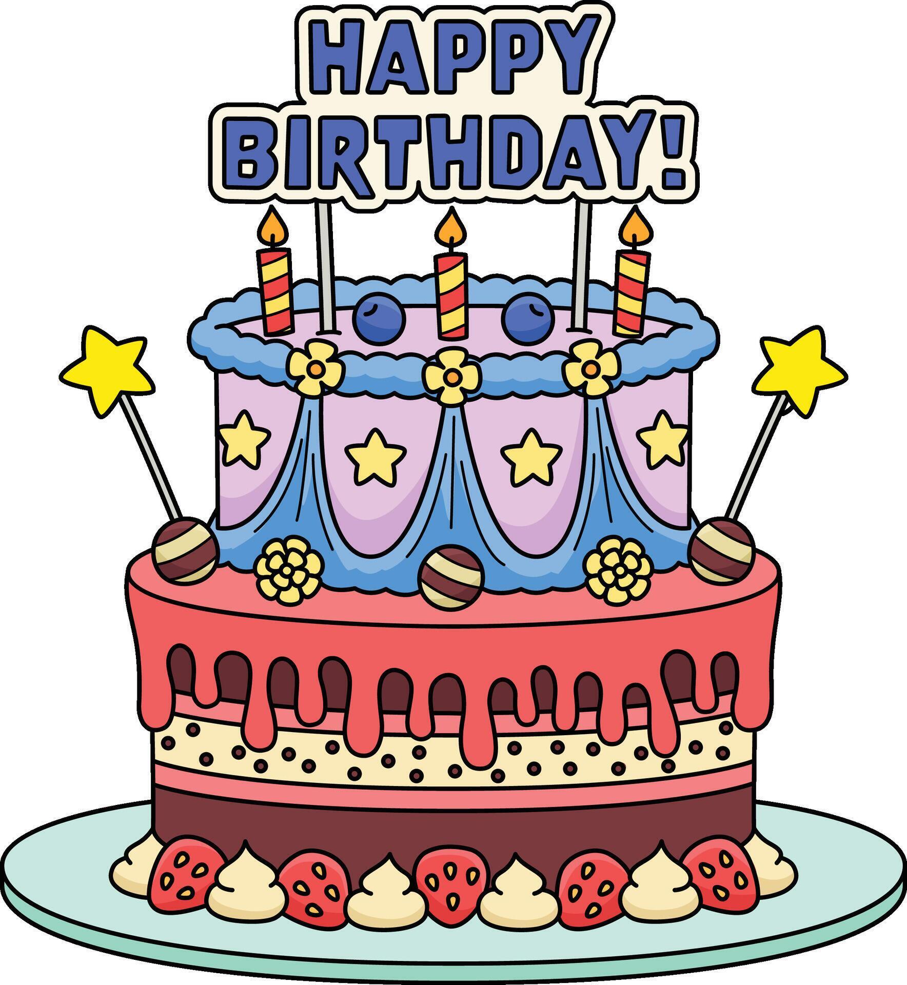 Happy Birthday Cake Cartoon Colored Clipart 40212253 Vector Art at Vecteezy