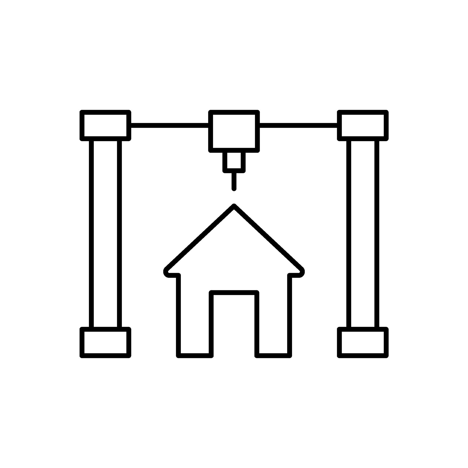 impresión modular casa construcción, línea icono. edificio hogar desde ...