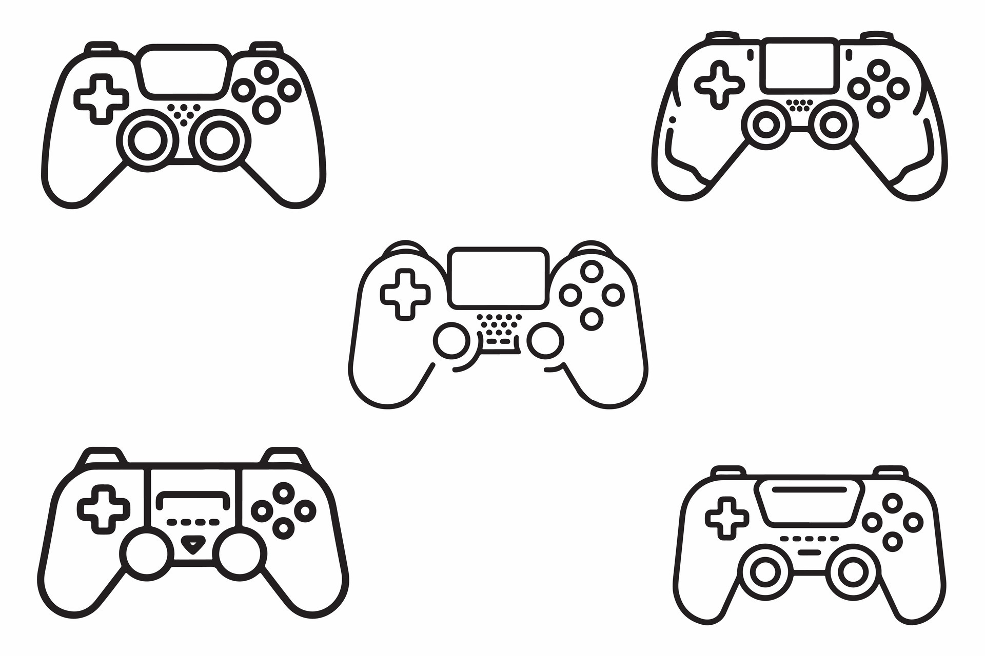 Video Game Controller Set Outline Vector Illustration On White Background 40215249 Vector Art At