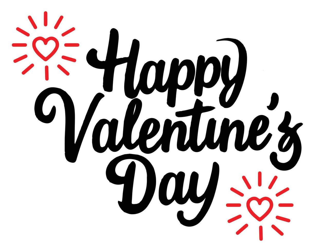 Happy Valentines Day Typography Poster With Handwritten Calligraphy