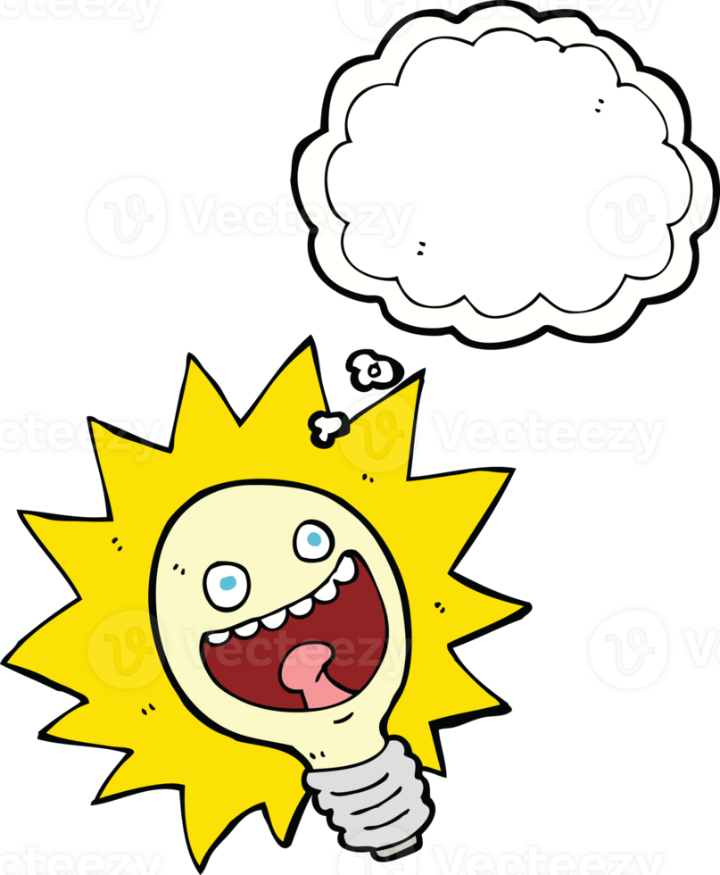 Cartoon Lightbulb With Thought Bubble 40217959 Png