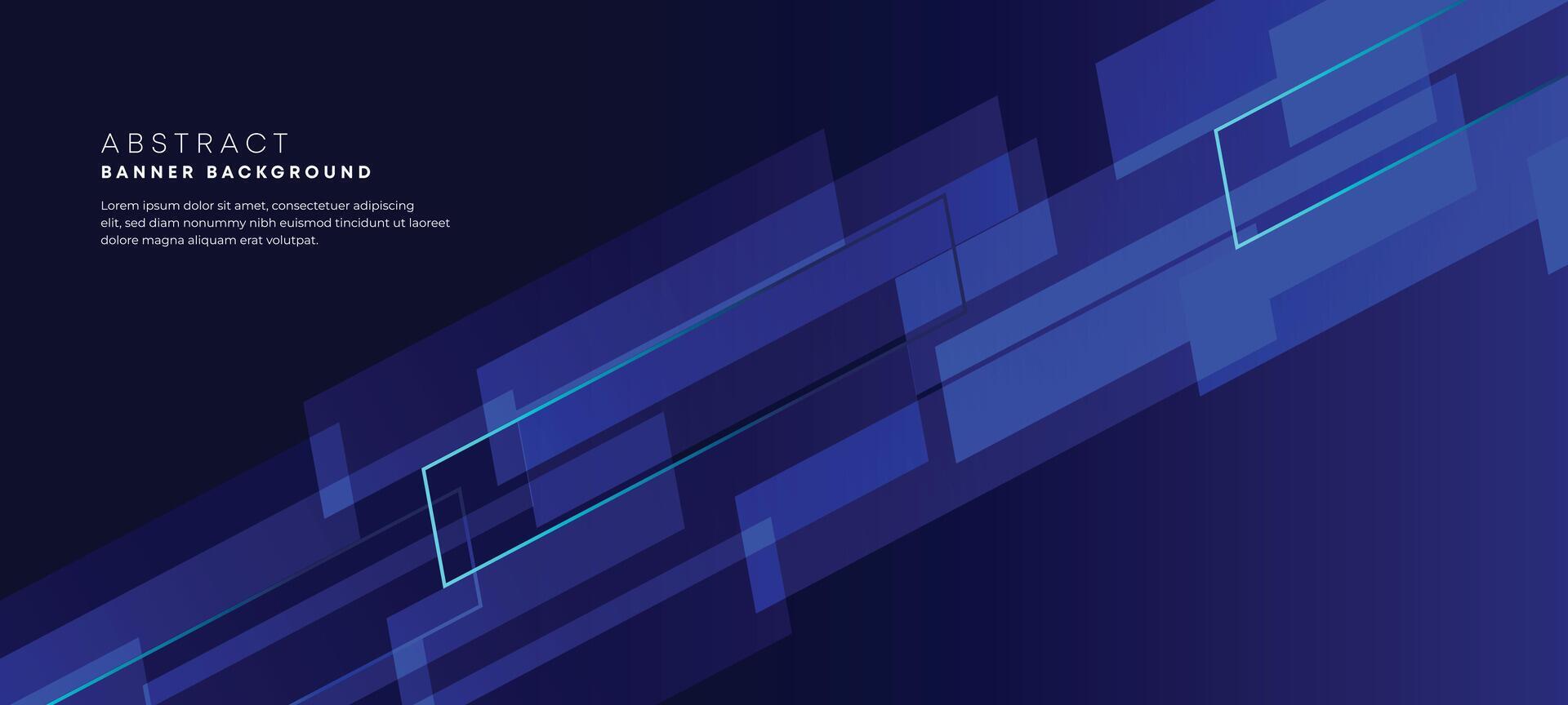 Abstract dark blue gradient overlay background with modern geometric square shape graphic ...