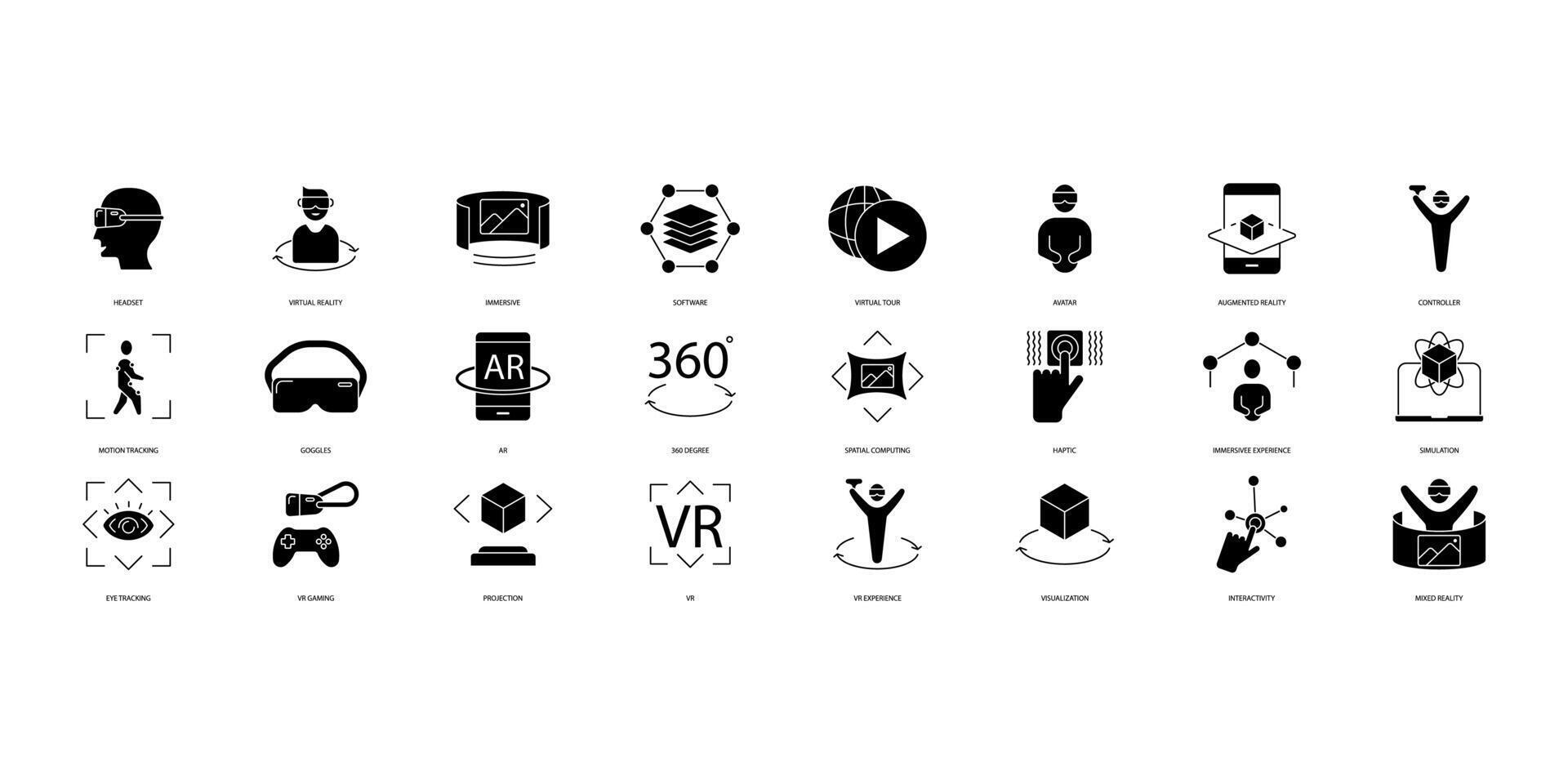 Virtual reality icons set. Set of editable stroke icons.Vector set of ... Virtual reality icons set. Set of editable stroke icons.Vector set of ...