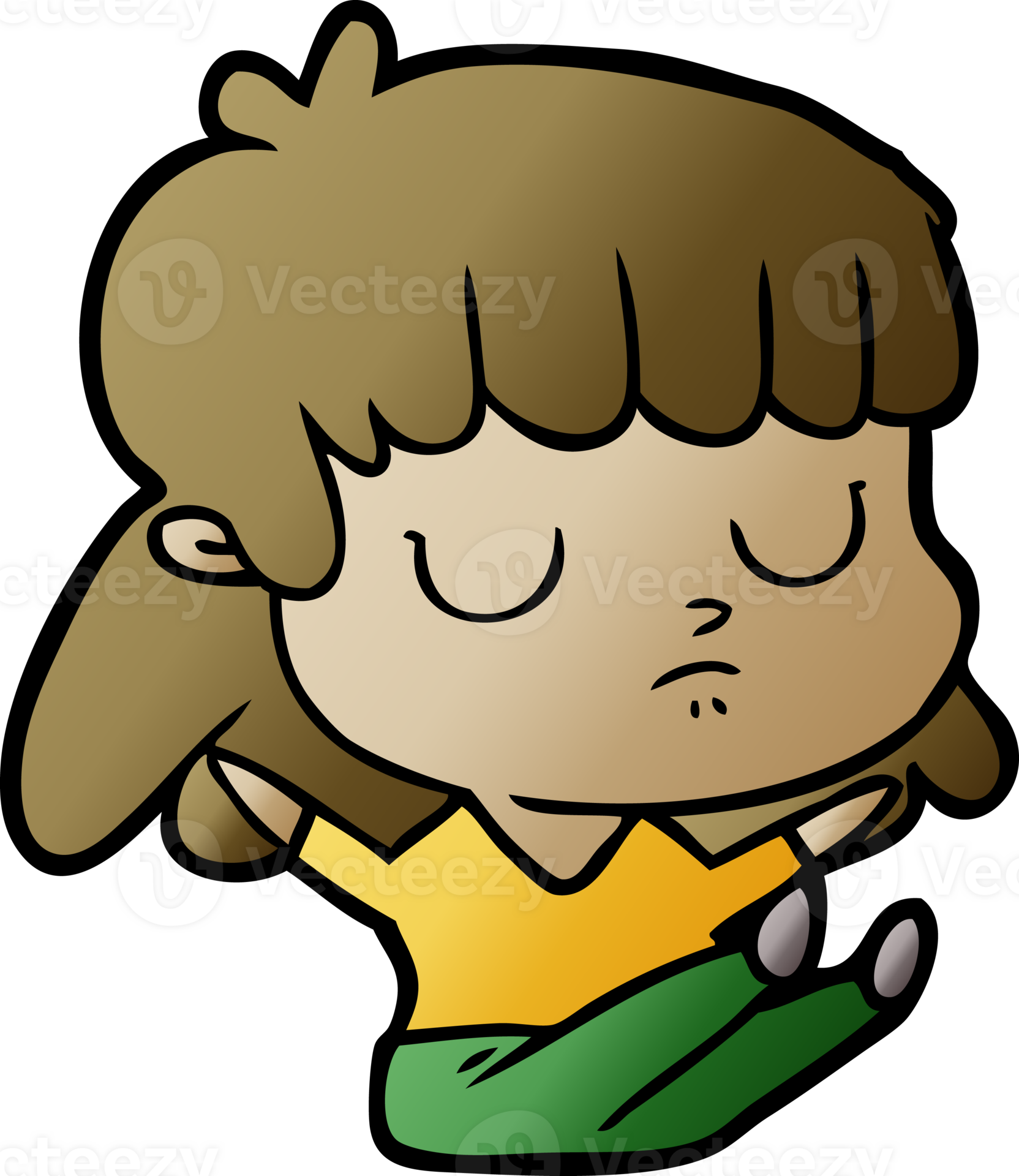 cartoon indifferent woman sitting 40267685 PNG