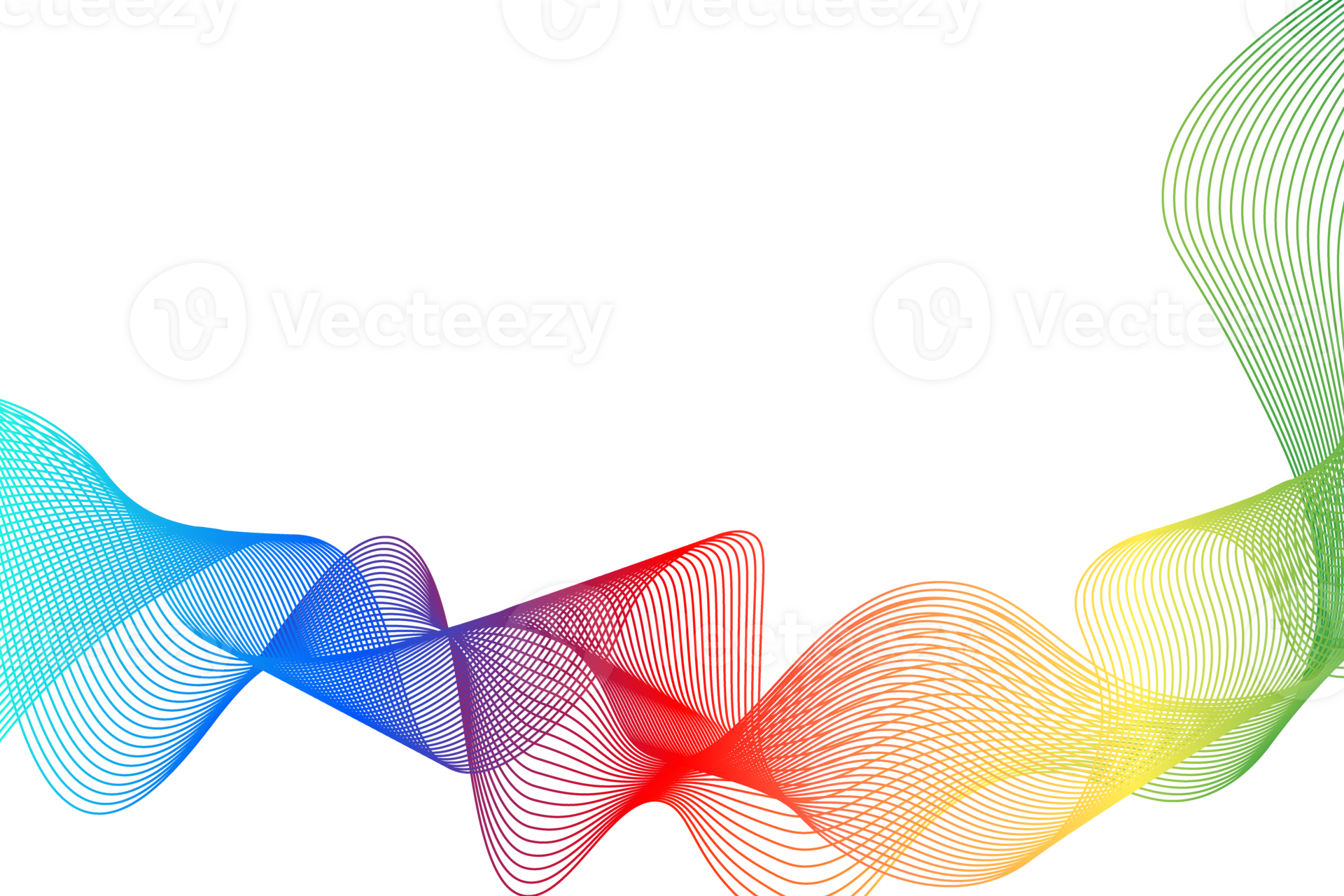 Abstract colorful wavy lines flowing on clean transparent background ...