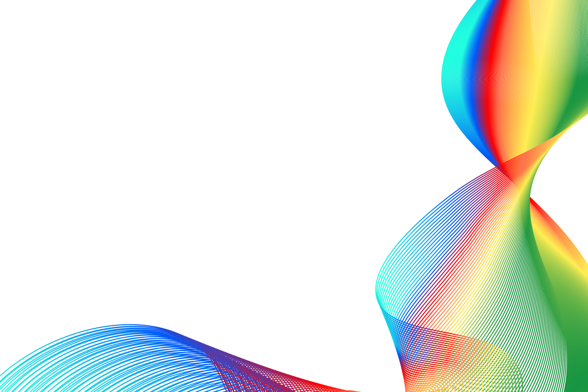 Abstract colorful wavy lines flowing on clean transparent background ...