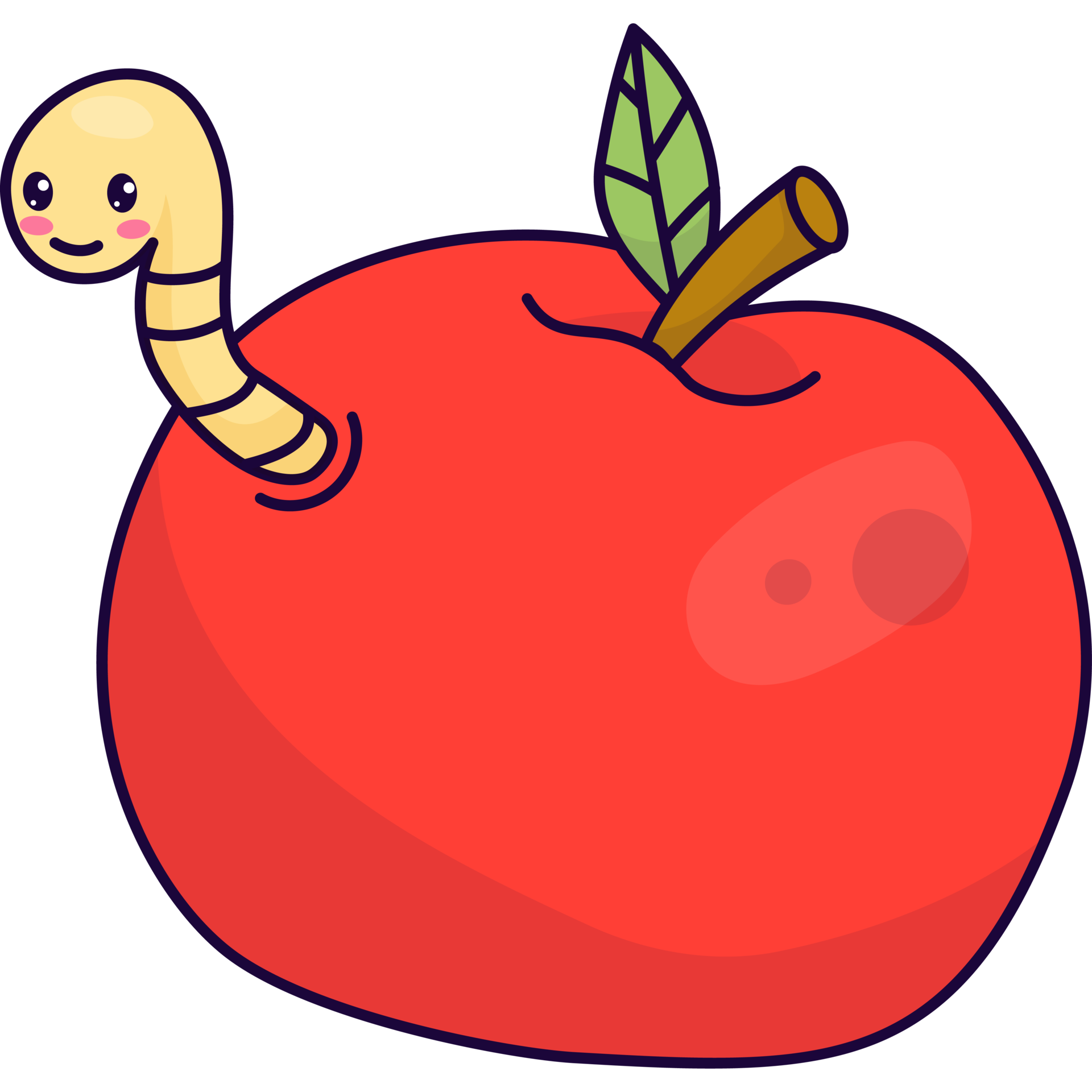 Apple with worm 40268251 PNG