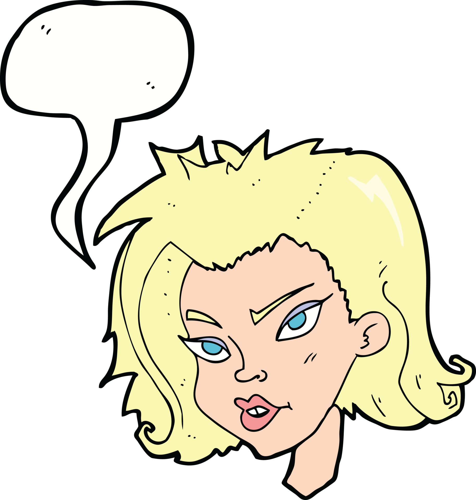 Cartoon Female Face With Speech Bubble 40269093 Png