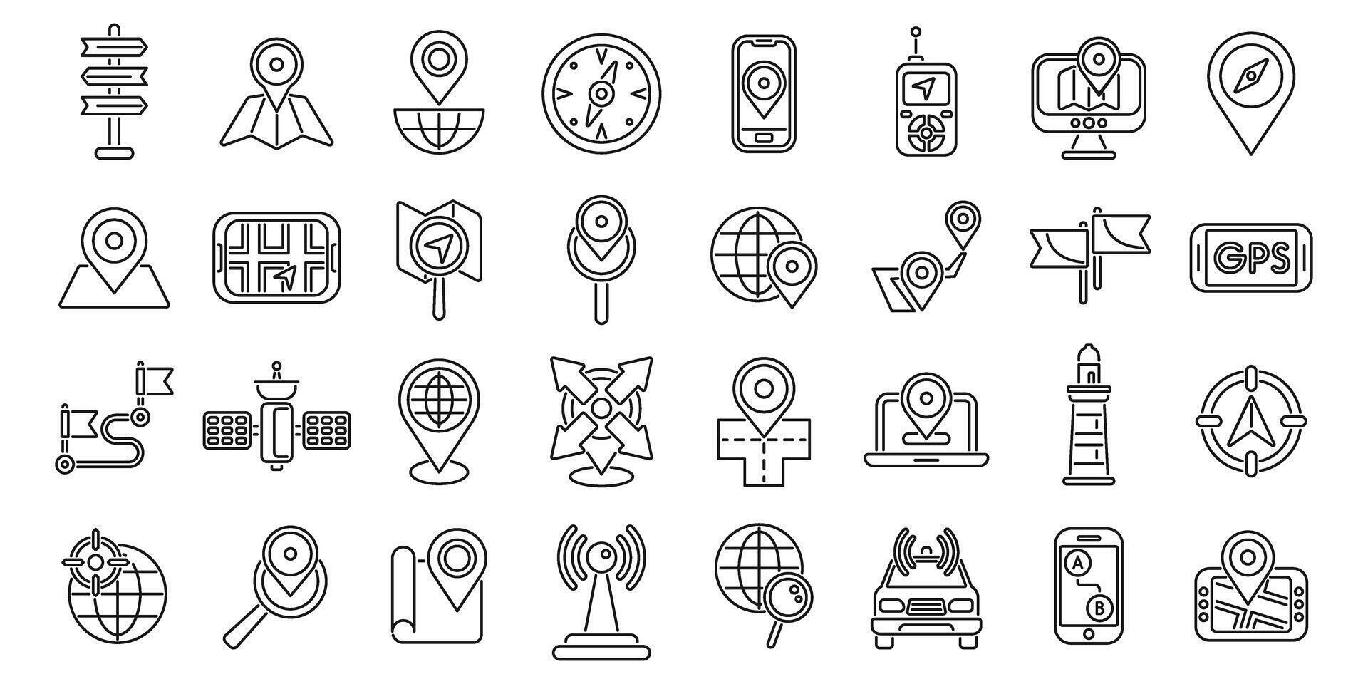 Geolocation icons set outline vector. Pin map location 40270226 Vector ...