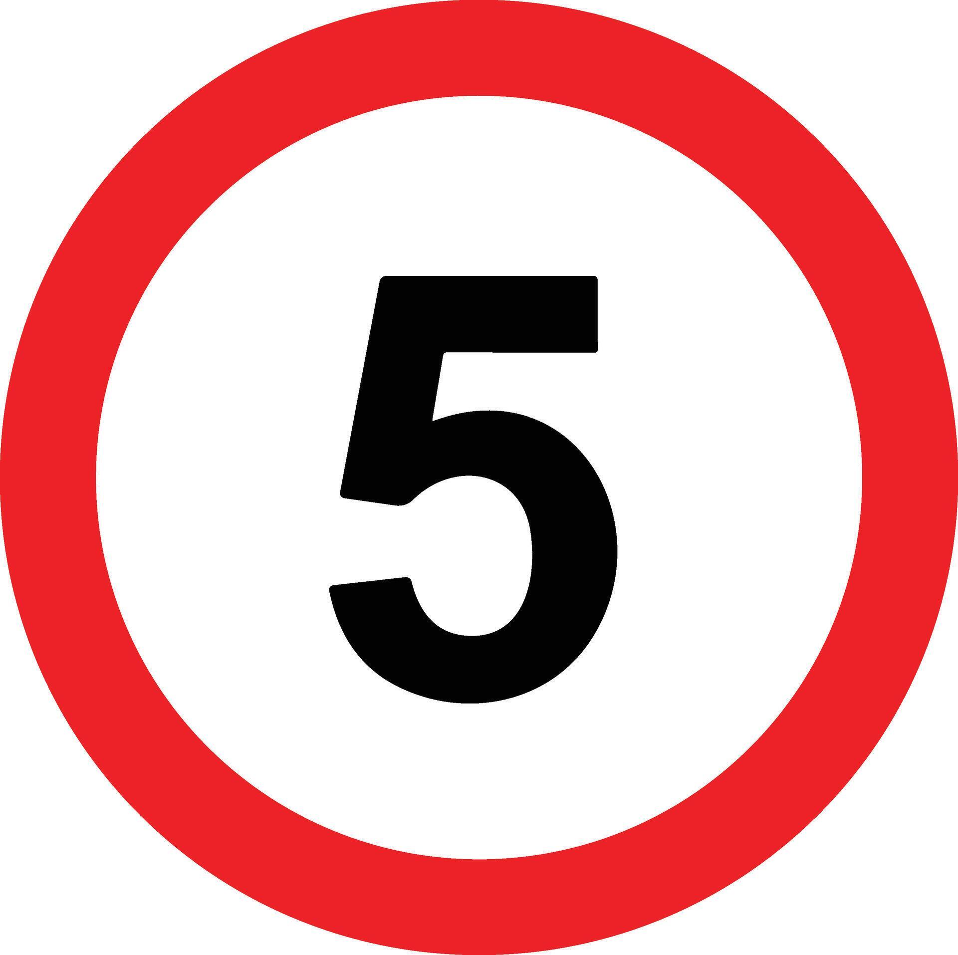 Road Speed Limit 5 five Sign. Generic speed limit sign with black ...