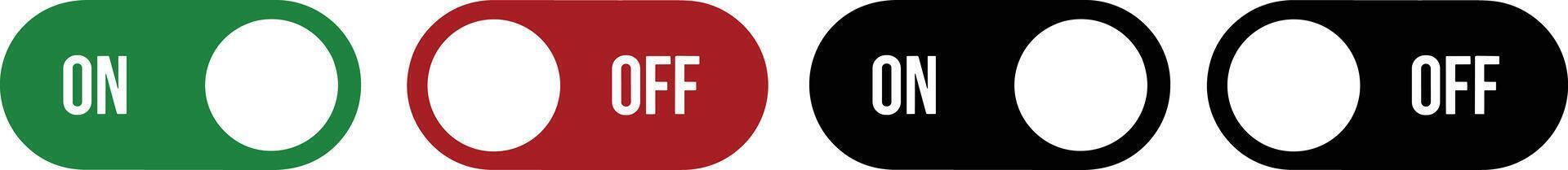 ON OFF toggles switch buttons vector set. Green and red On Off switcher ...