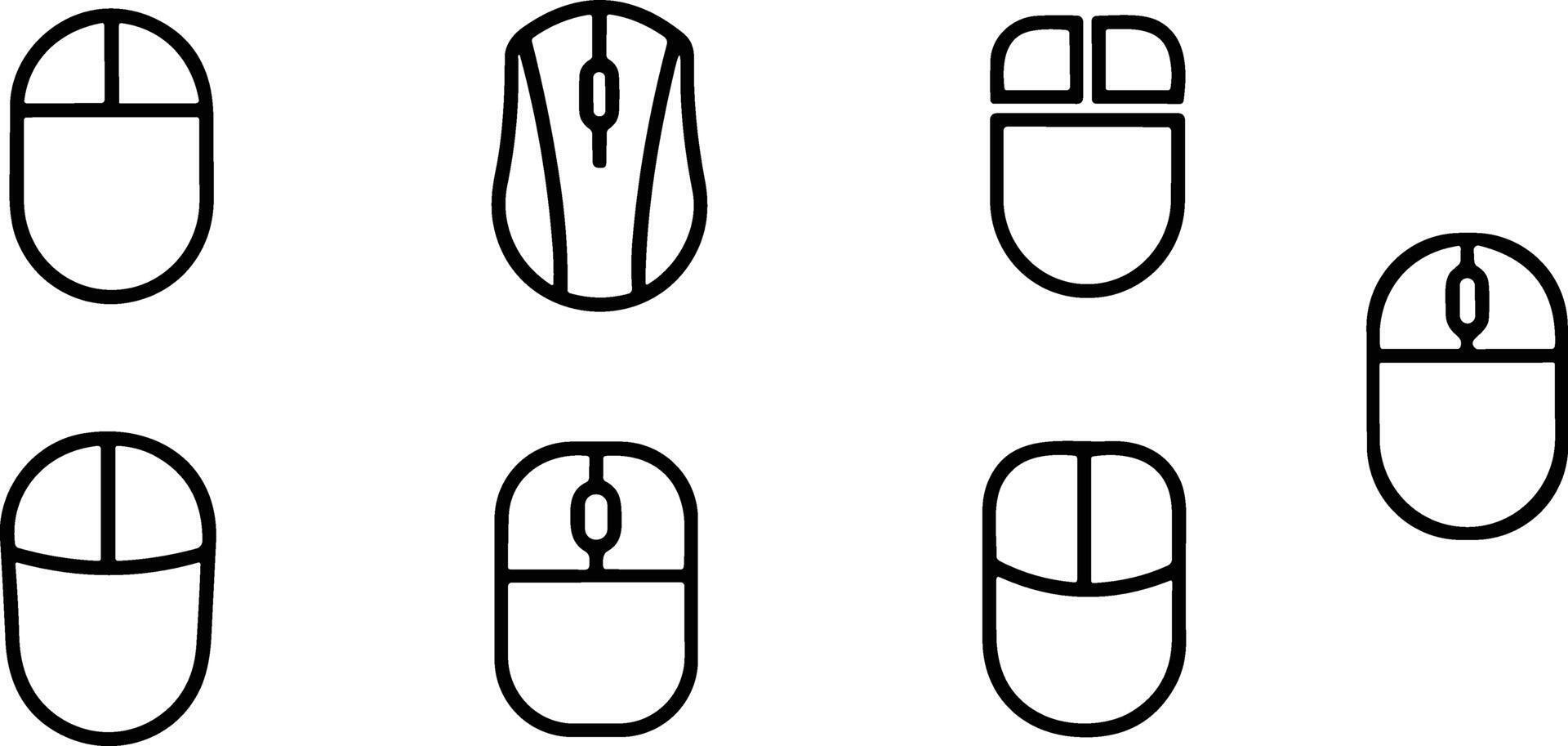 Computer hardware Mouse Icons set. Computer mouse icons vector. Left and right click vector ...