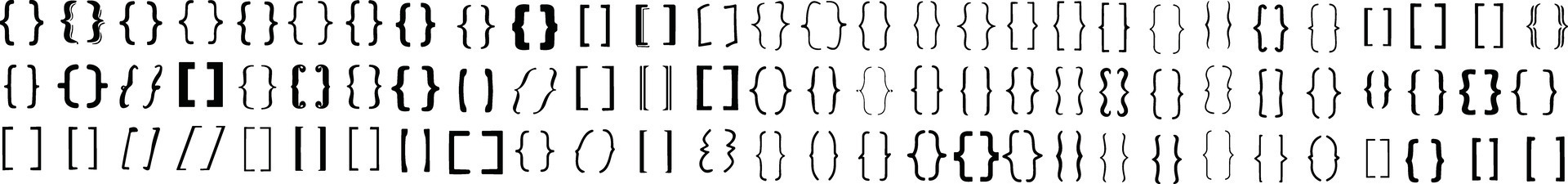 Set Of Braces Or Curly Brackets Icon Small And Square Bracket Or Braket Collection Text