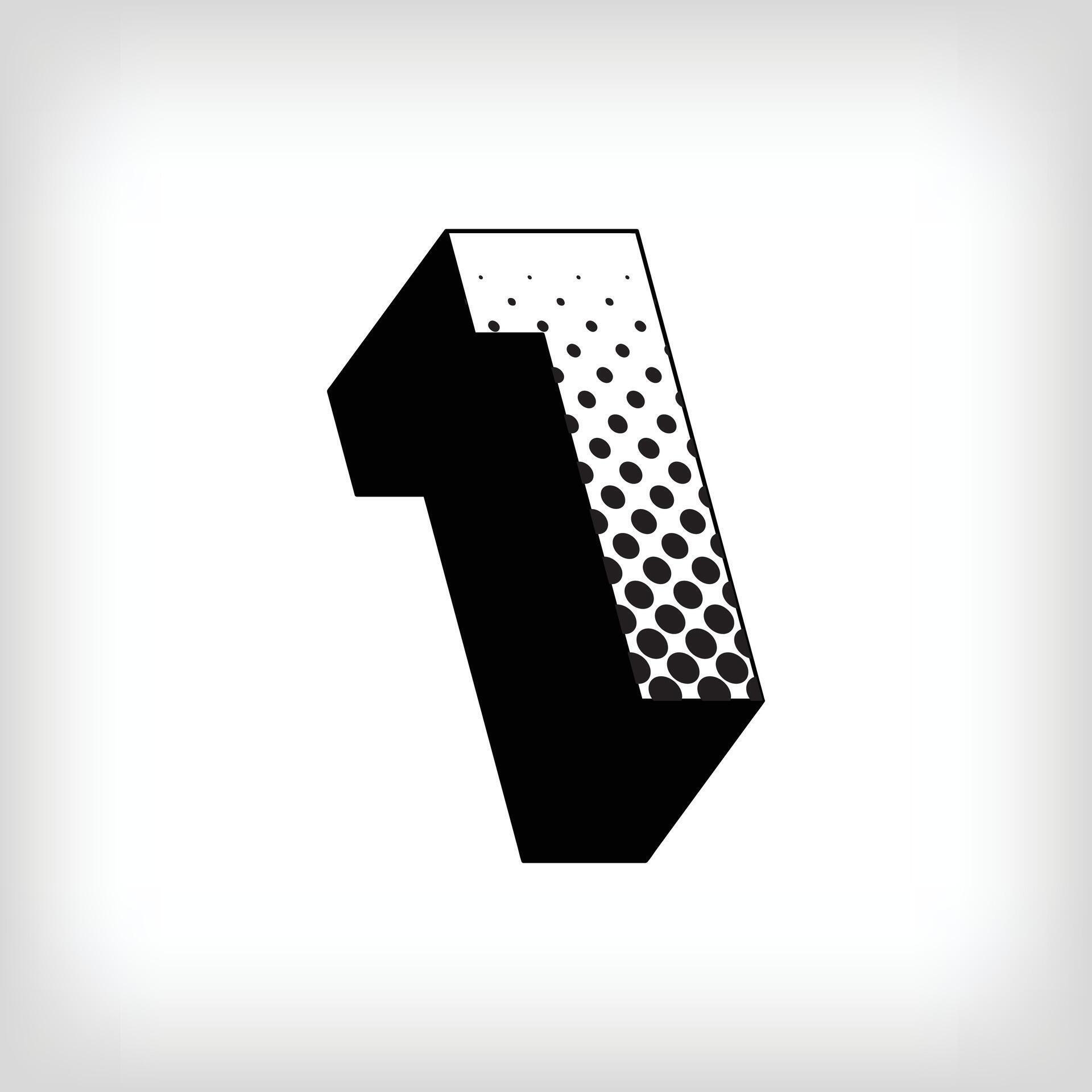 Creative shadowed number 1, pop art dot design sport and education ...